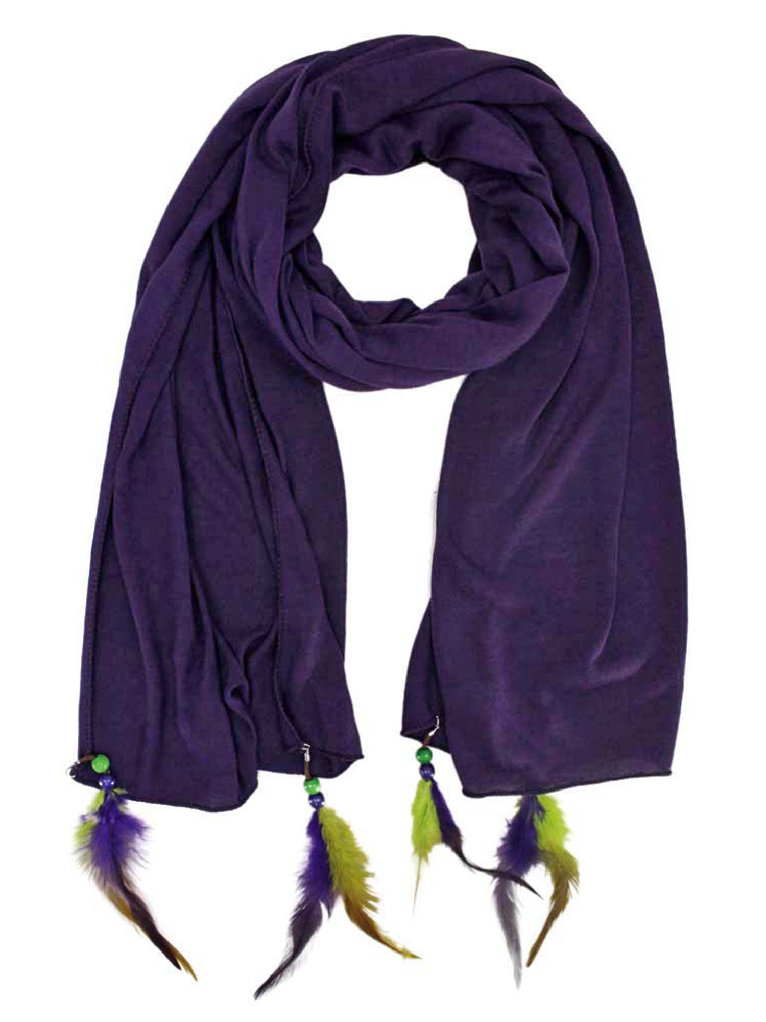 Purple Long Neck Scarf Wrap With Feather Tips - Walmart.com