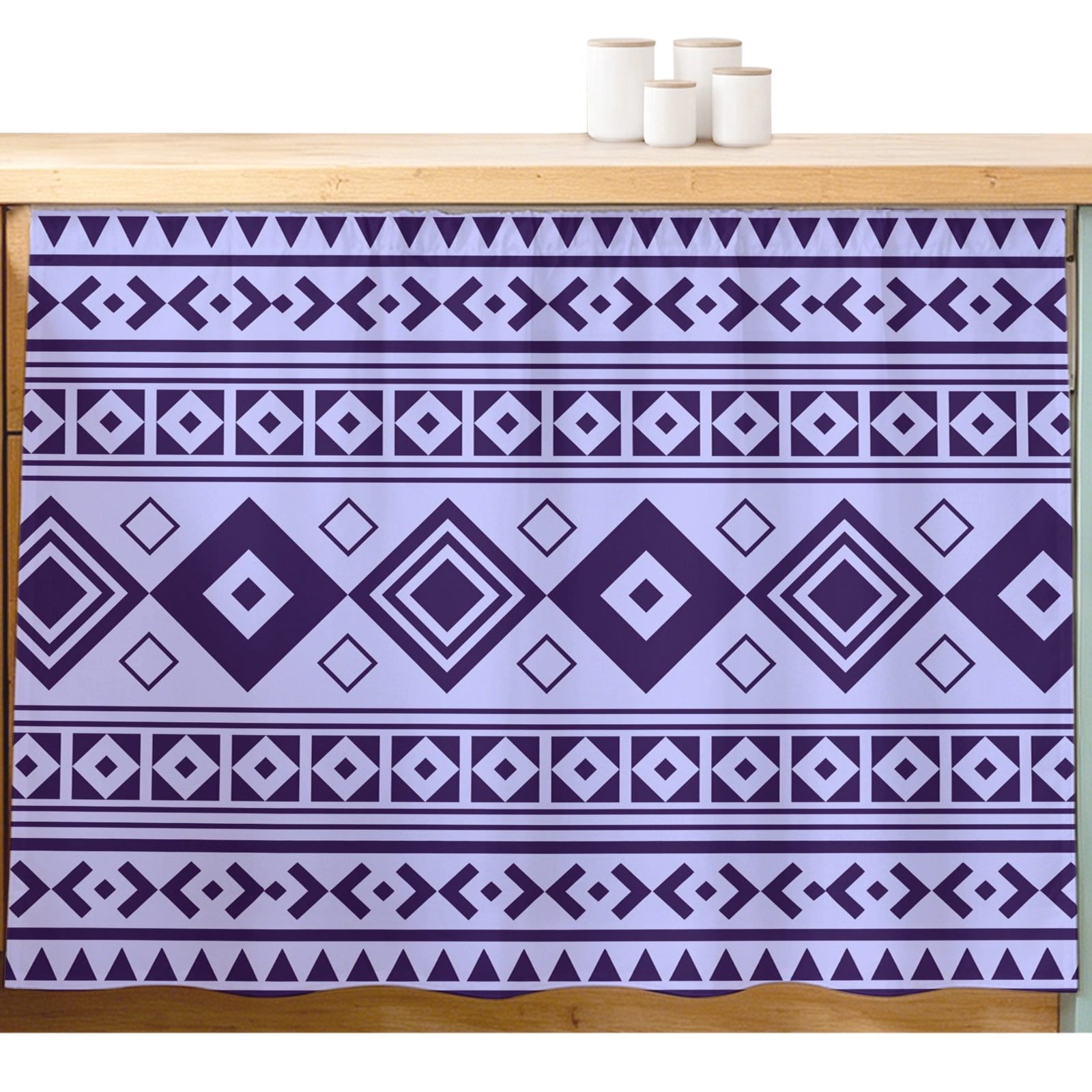 Purple Lozenge Cabinet Curtains 11" W x 13" L, Pastel Boho Geometric ...
