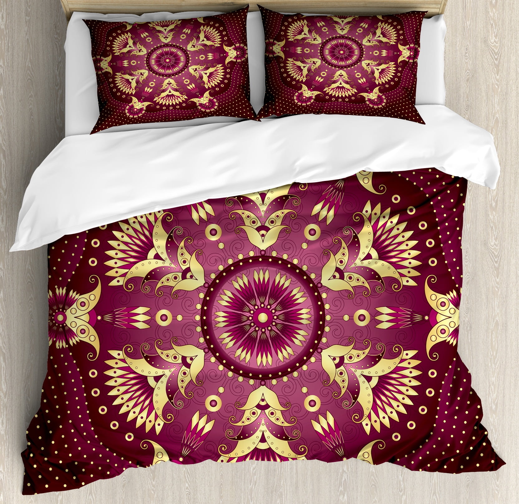 Purple Mandala Duvet Cover Set, Iranian Middle Eastern Retro Floral ...