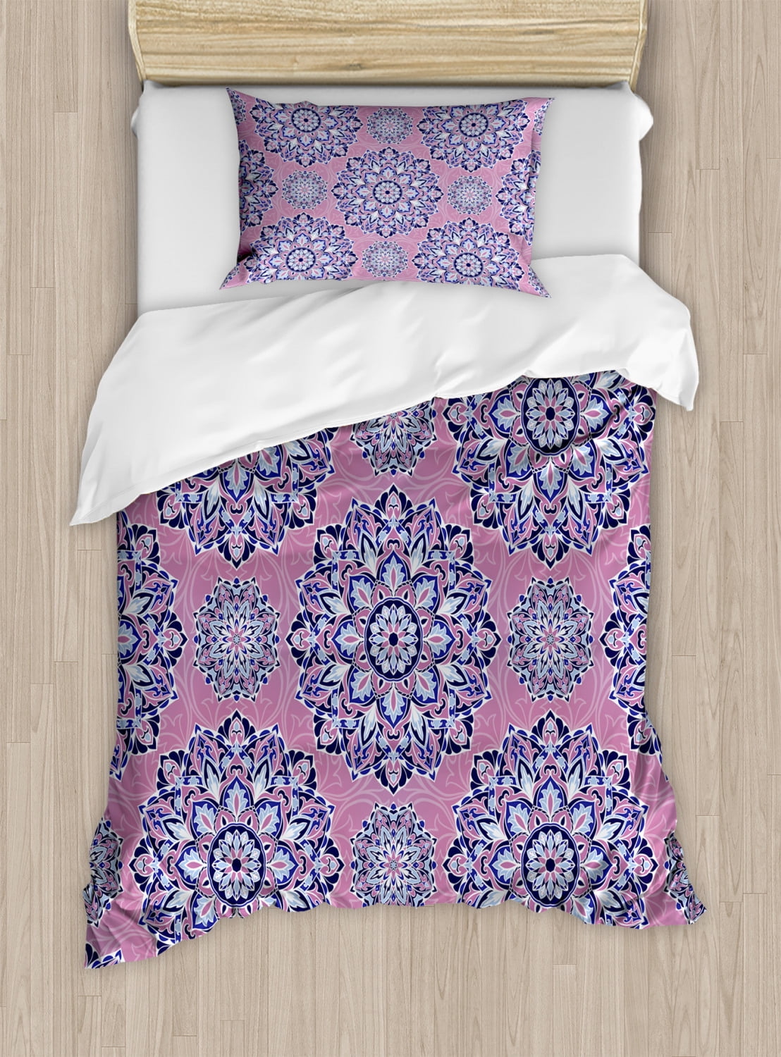 Purple Mandala Duvet Cover Set, Middle Eastern Oriental with Ornamental ...