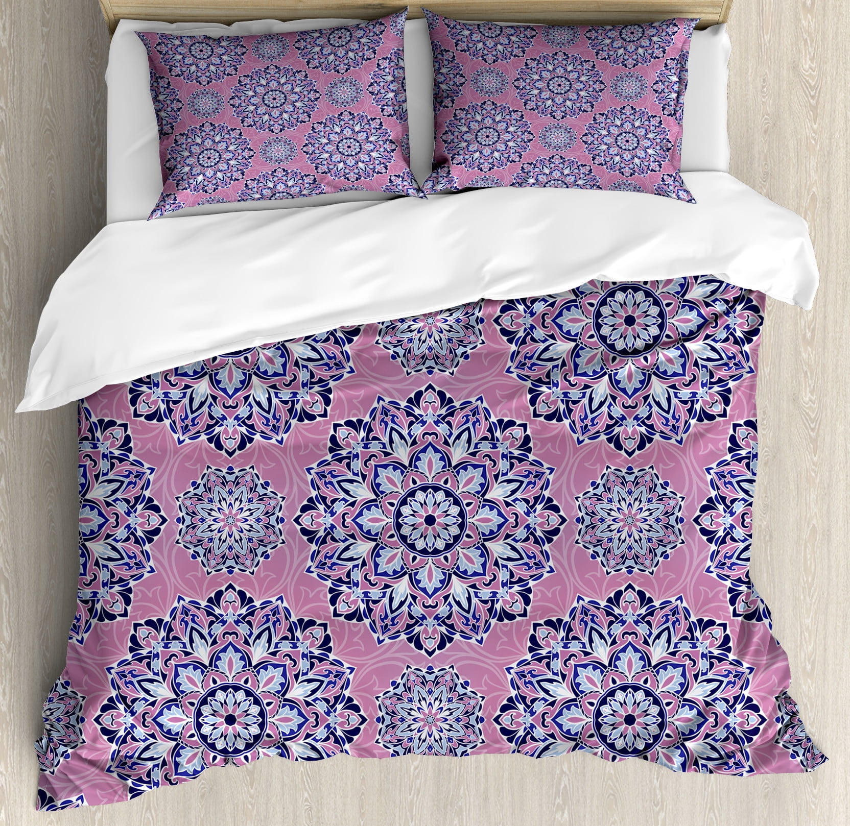 Purple Mandala Duvet Cover Set, Middle Eastern Oriental with Ornamental ...