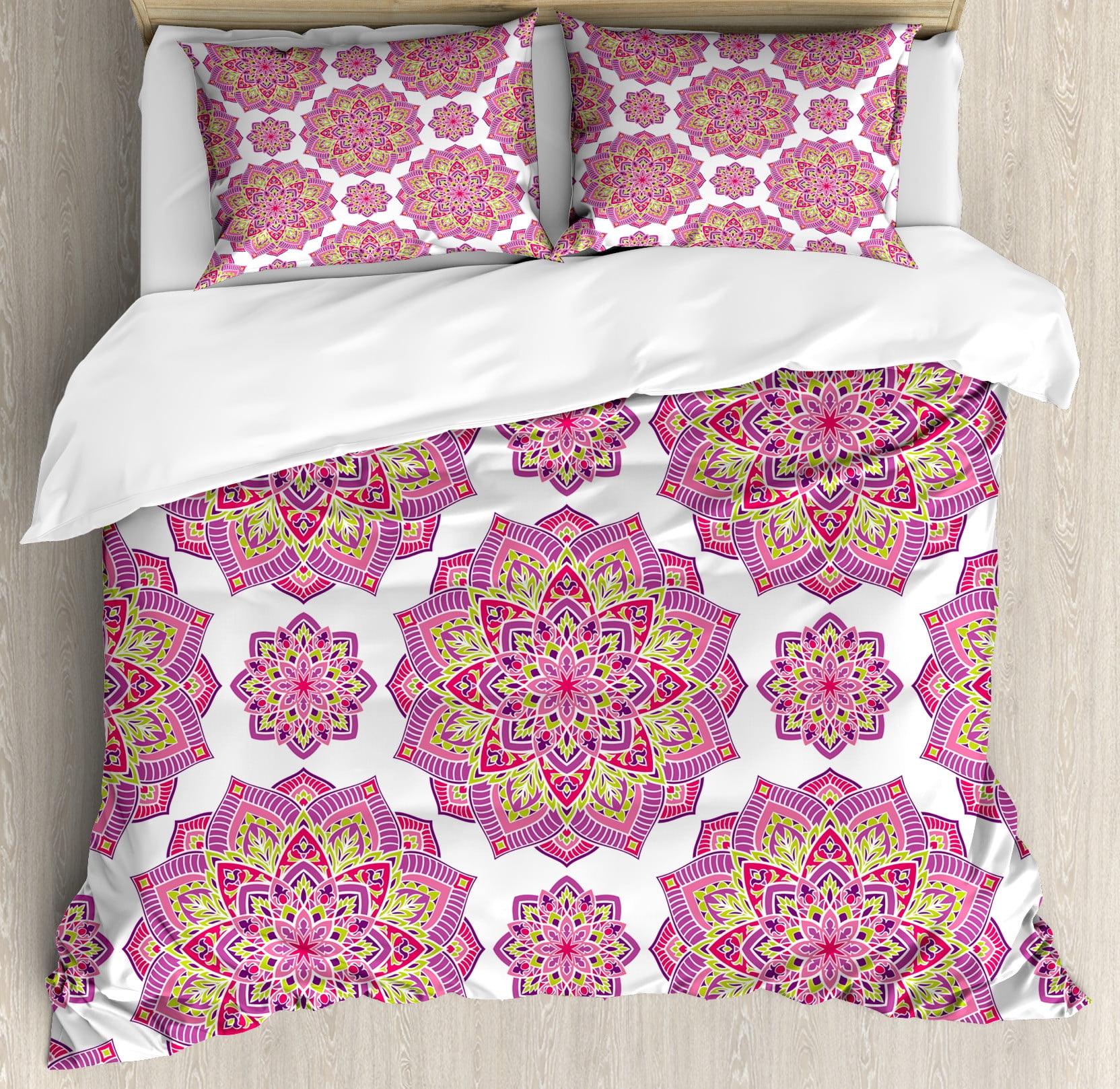 Purple Mandala Duvet Cover Set, Shabby Form Lotus Flower Style Essence ...