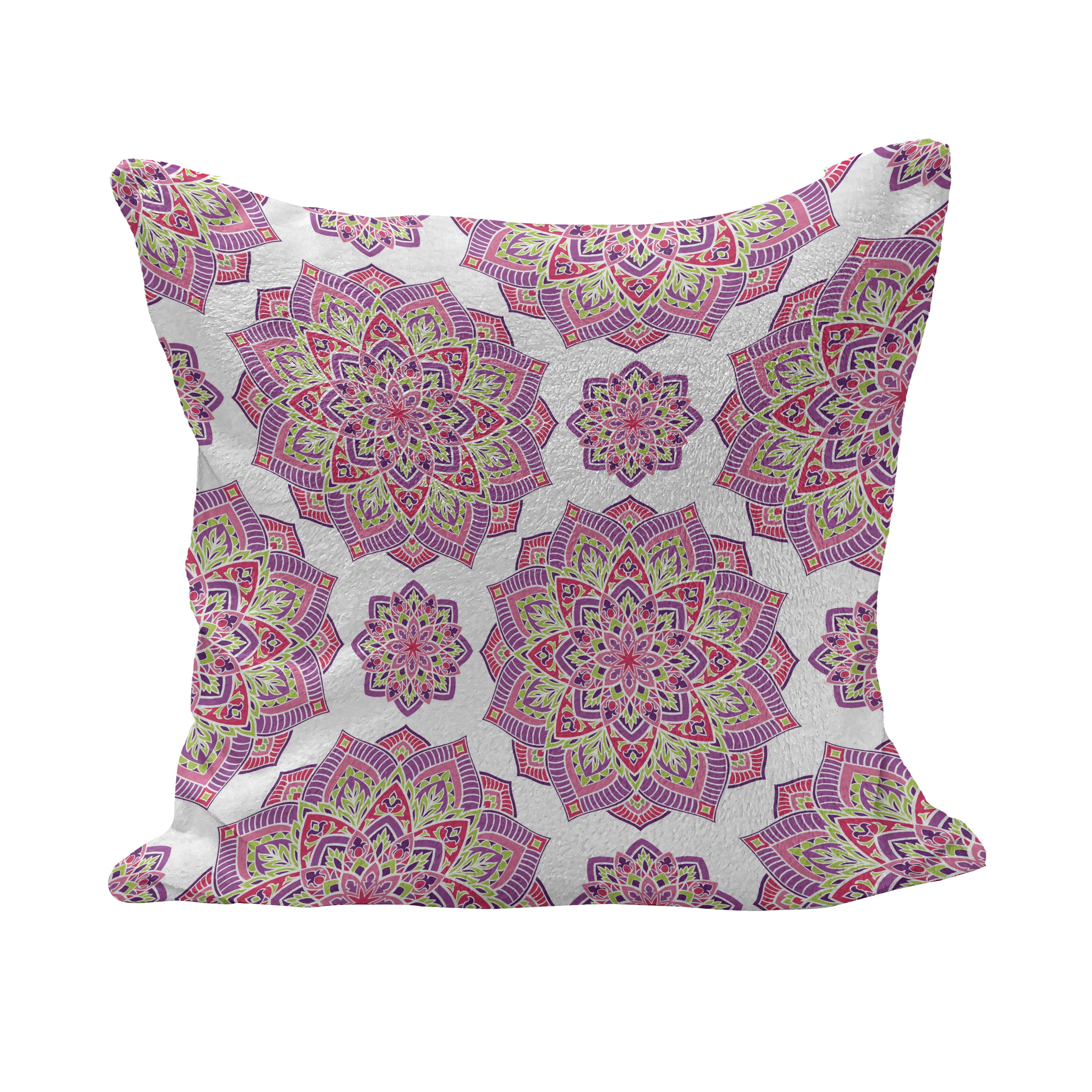 Purple Mandala Fluffy Throw Pillow Cushion Cover, Shabby Form Lotus ...