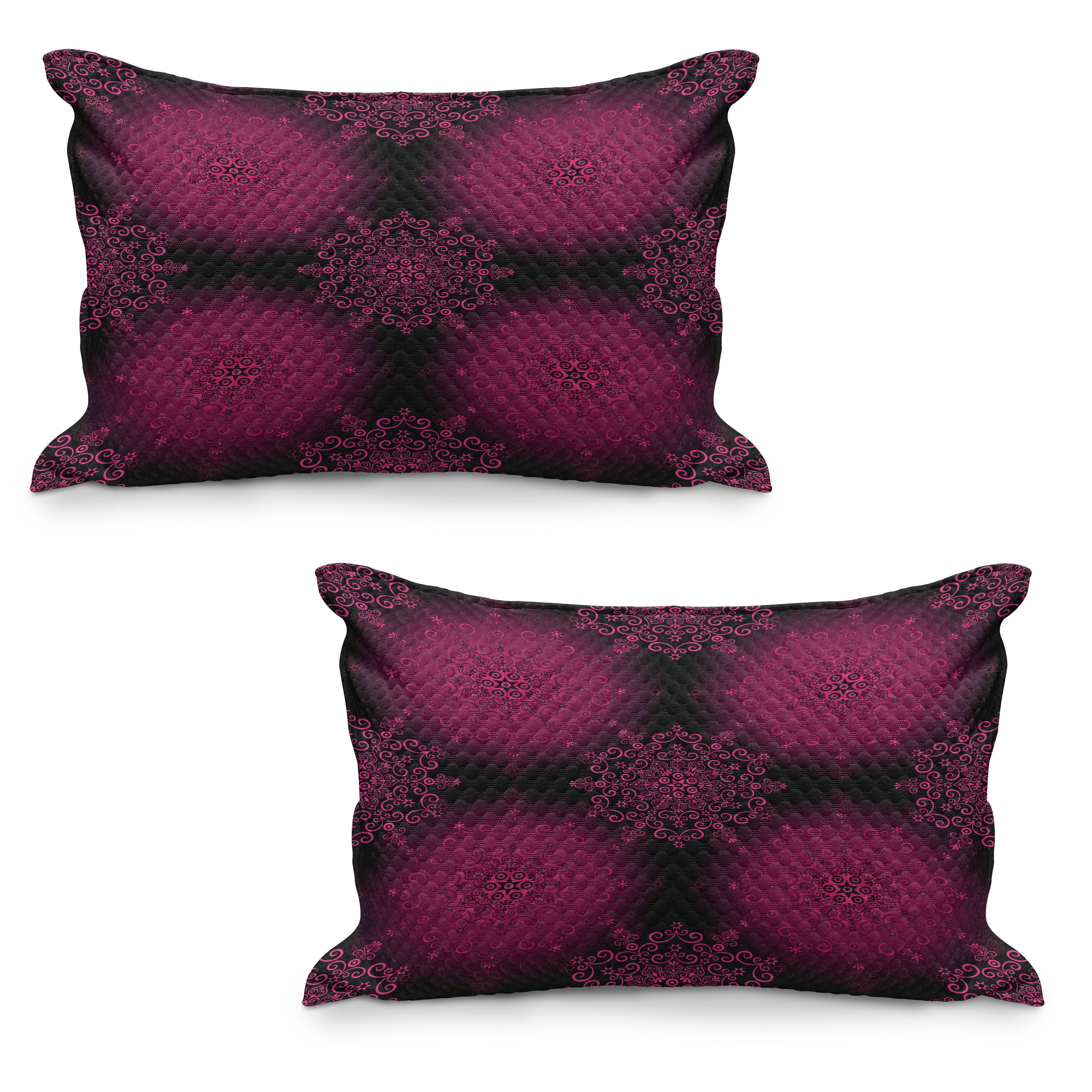 Purple Mandala Quilted Pillowcover Set of 2, Psychedelic Digital with ...