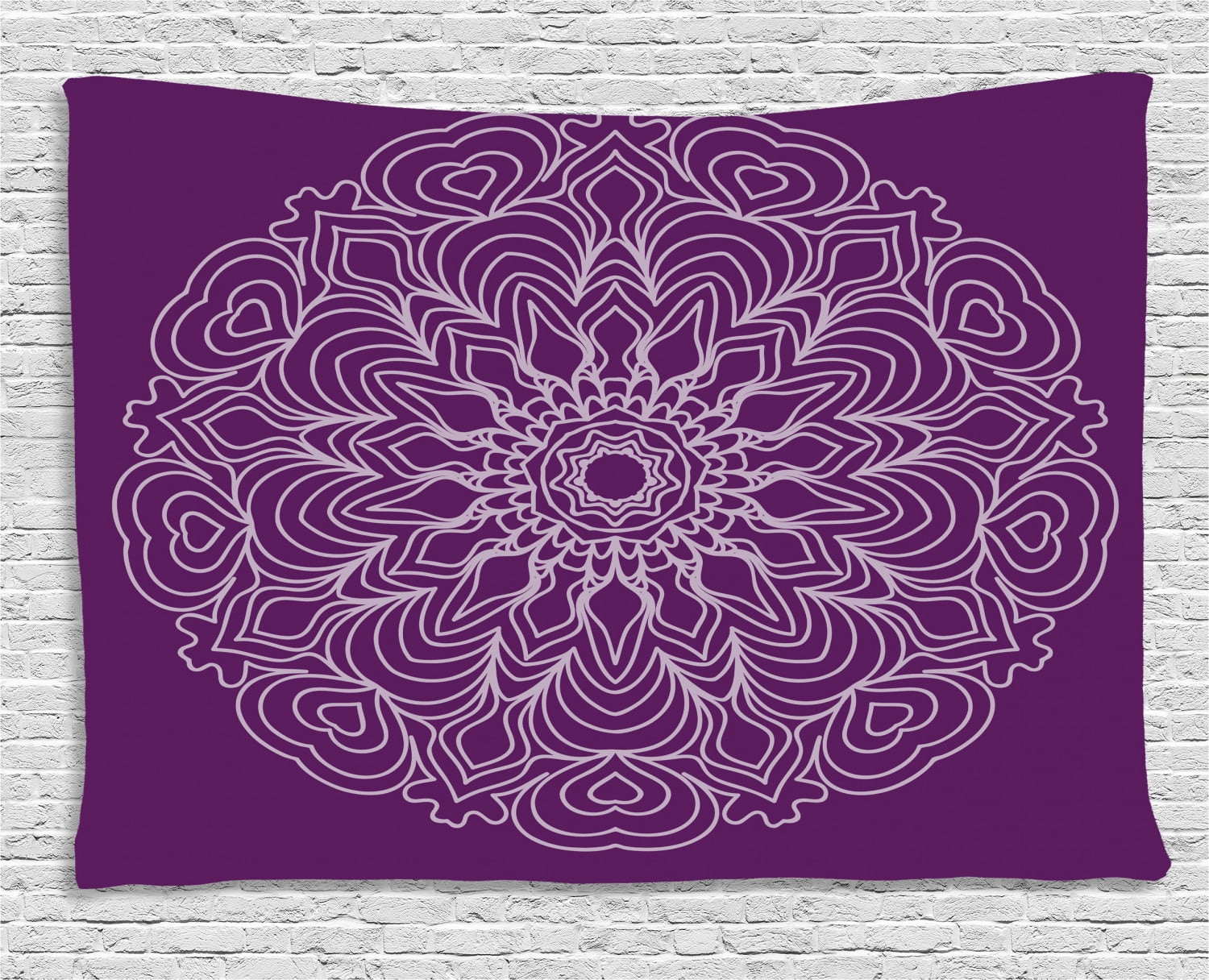Purple Mandala Tapestry, Lacework Curlicue Design with Abstract Curves ...