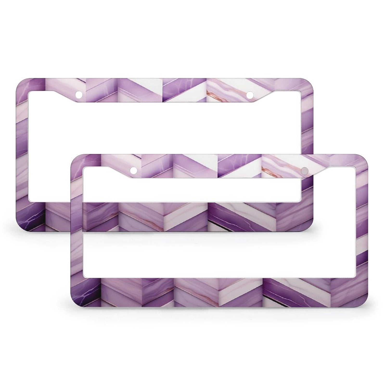 Purple Marble 2 Pack License Plate Frame - Car Plate Holder Cover Metal ...