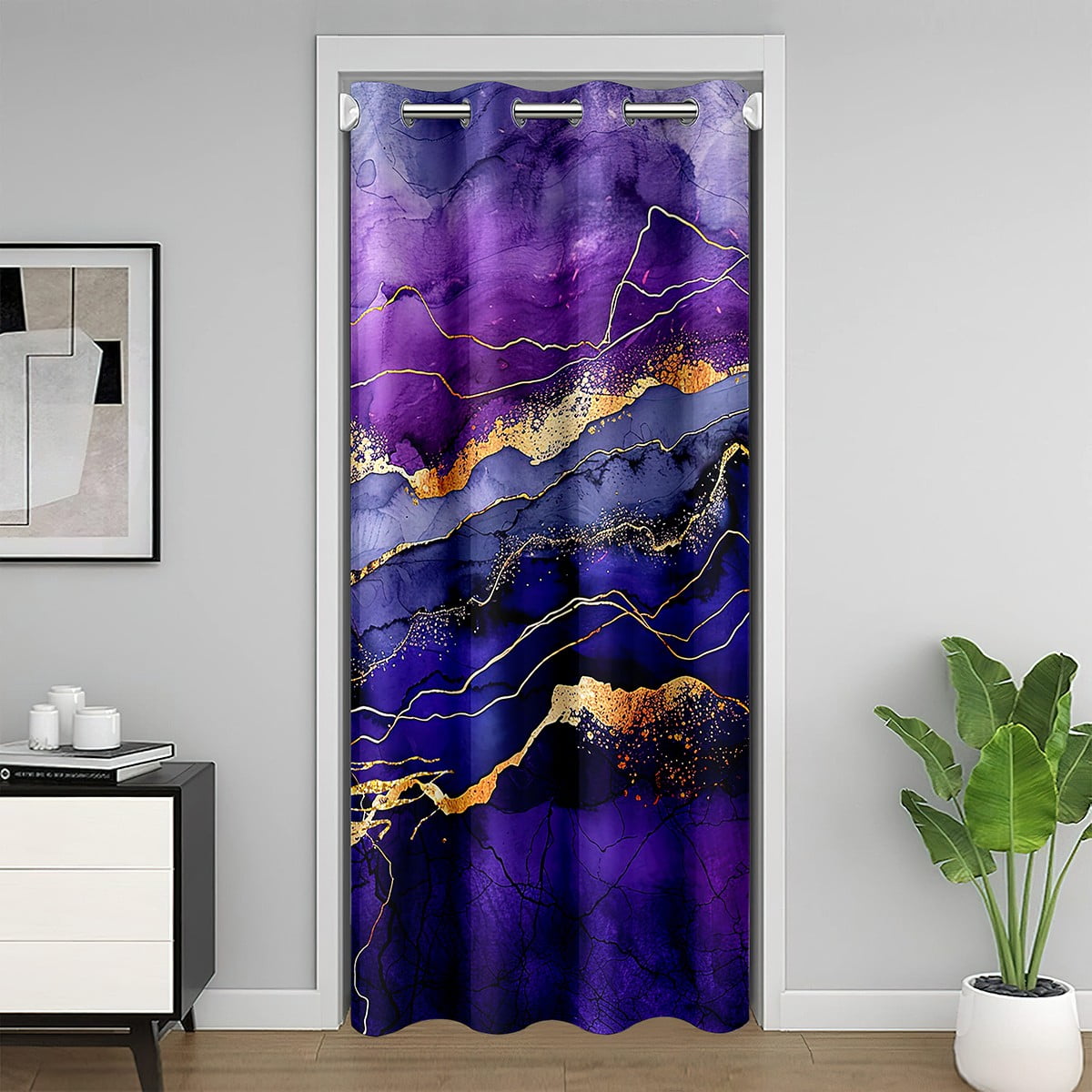 Purple Marble 52"W X 80"L Blackout Curtain For Adult Teens,Marble ...
