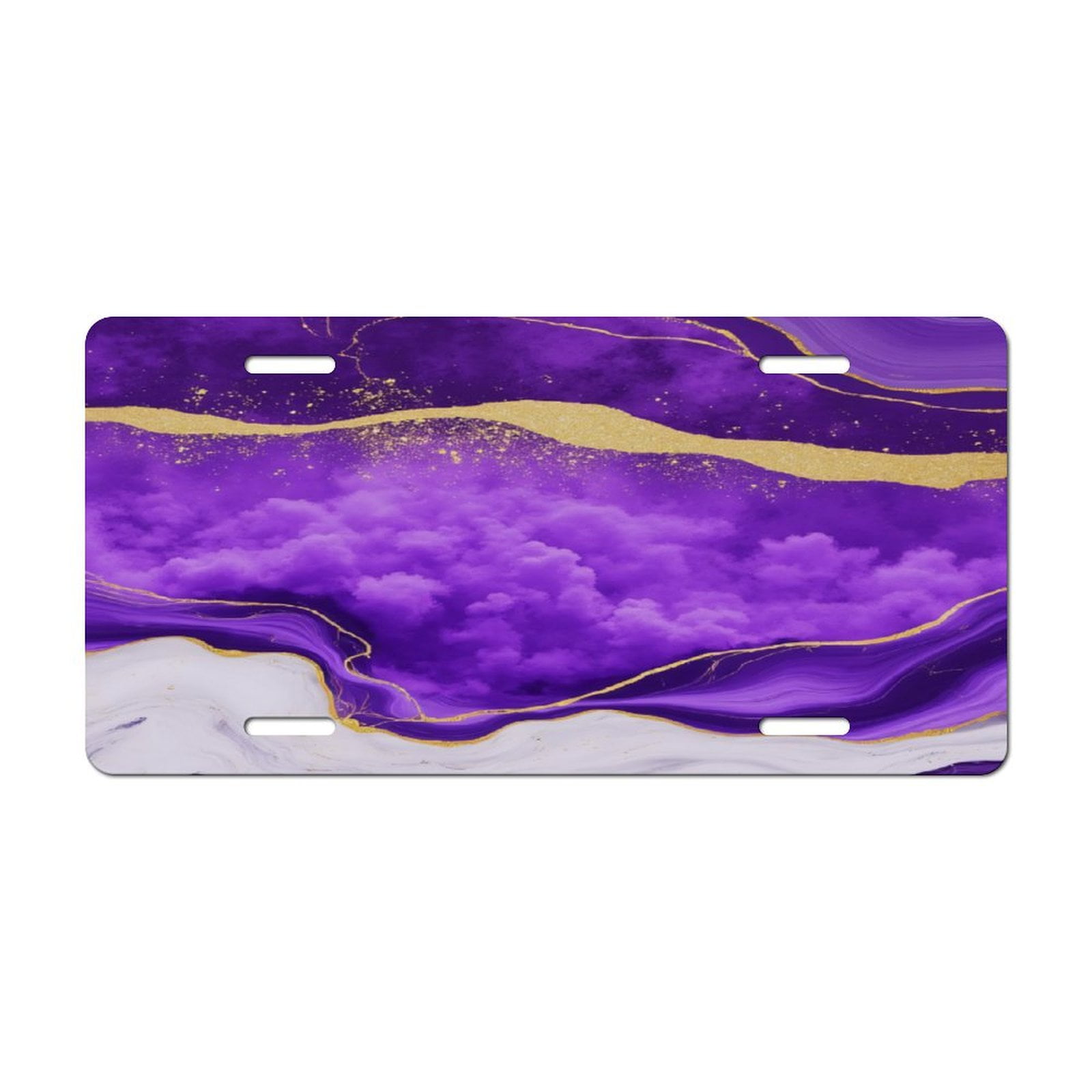 Purple Marble Gold Vein Art Car Decorative Front License Plate,Vanity ...