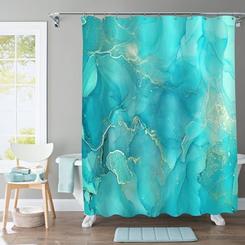 Purple Marble Shower Curtain Abstract Lavender Gold Fabric Shower