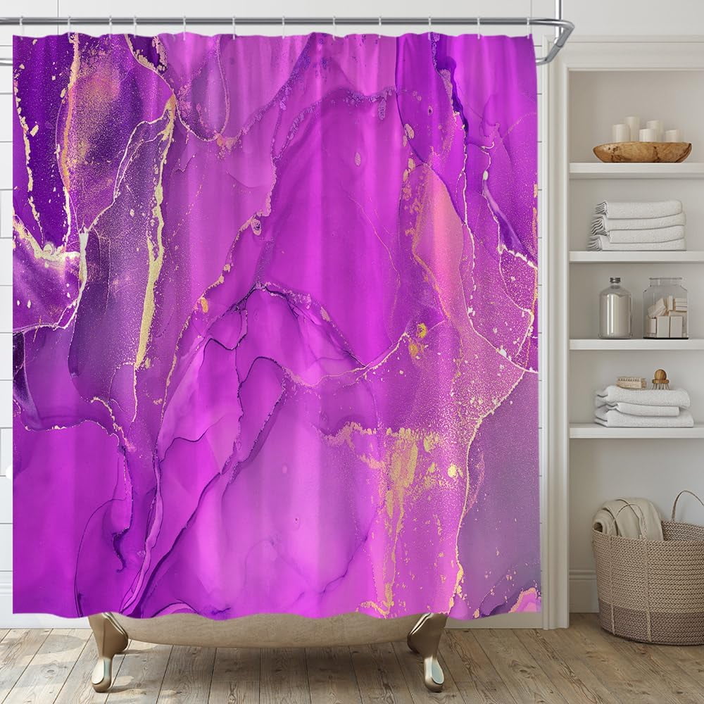 Purple Marble Shower Curtain Abstract Marble Texture Art Modern Ombre
