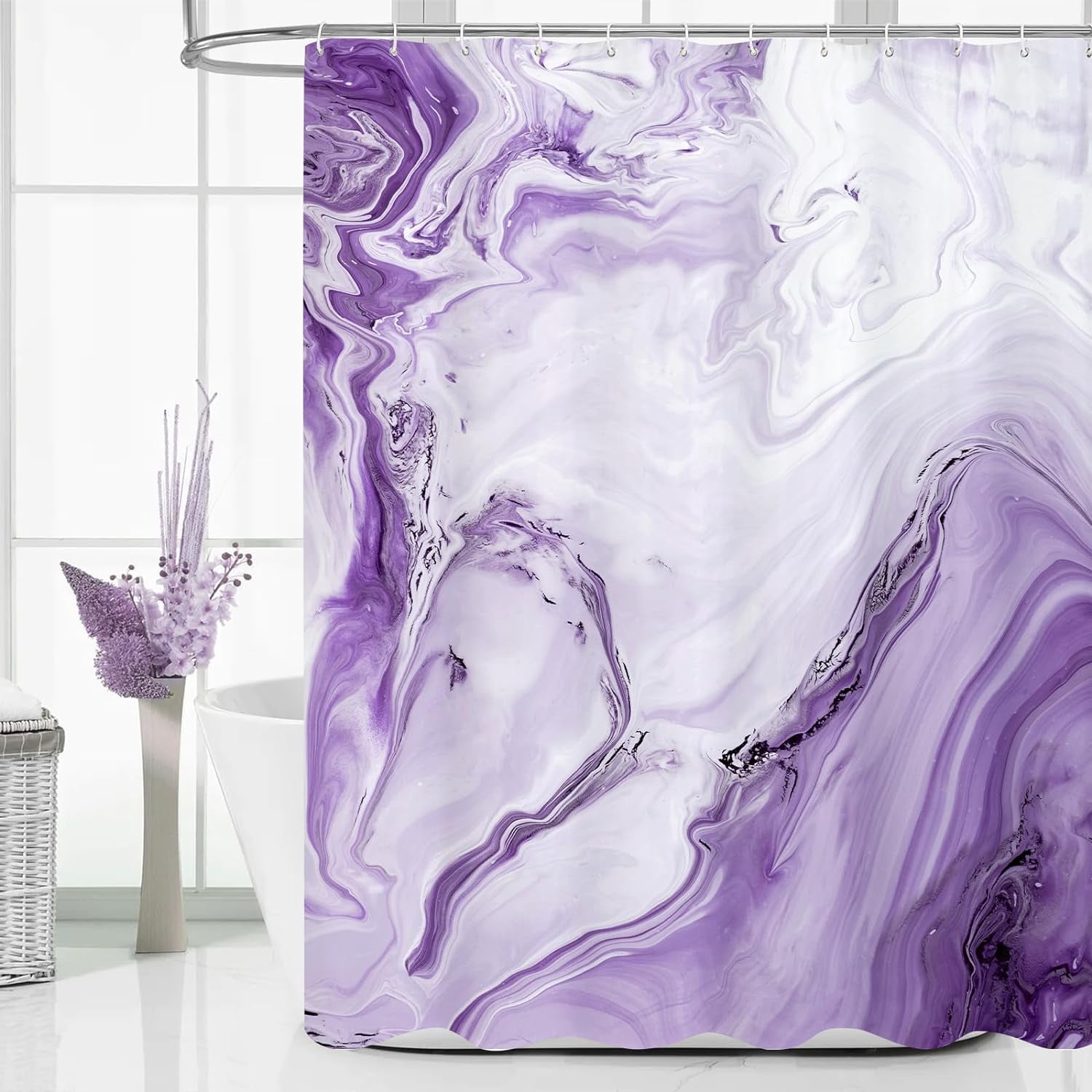 Purple Marble Shower Curtain, Abstract Ombre Fabric Shower Curtains for ...