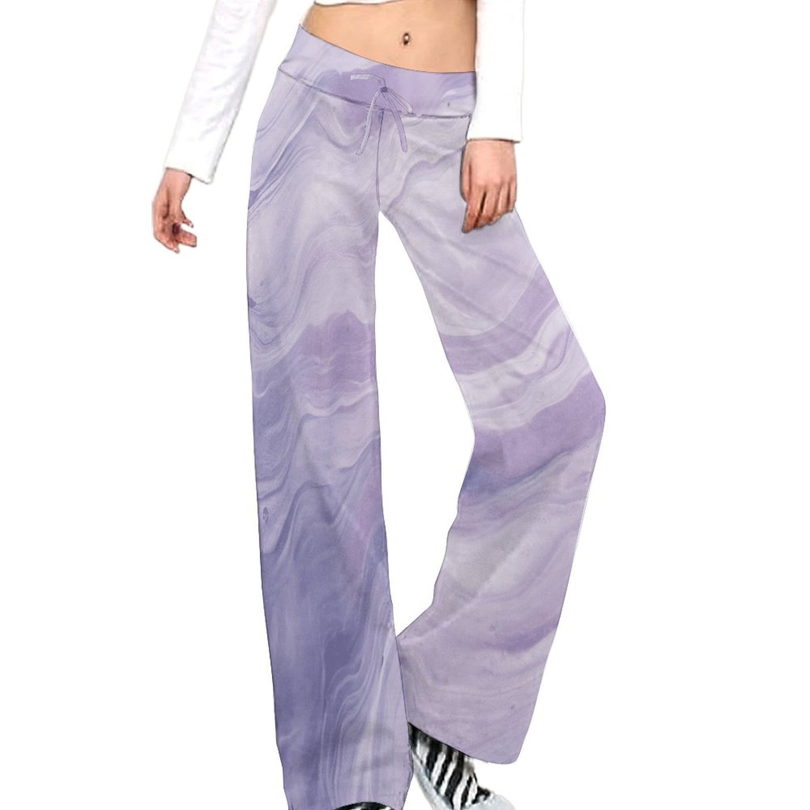 Purple Marble Summer Outfits Flowy Palazzo Pants for Women 2025 High ...