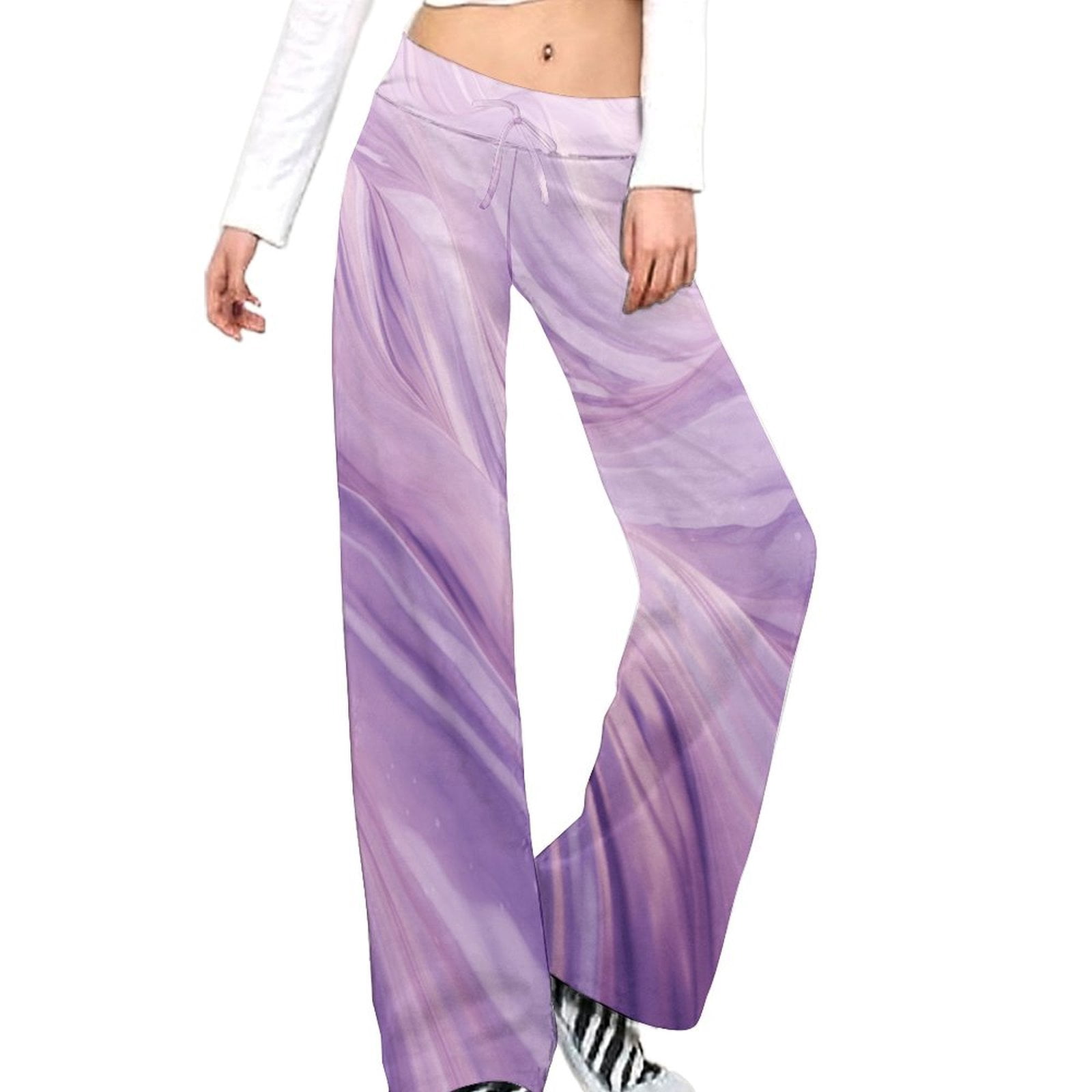 Purple Marble Summer Outfits Flowy Palazzo Pants for Women 2025 High ...