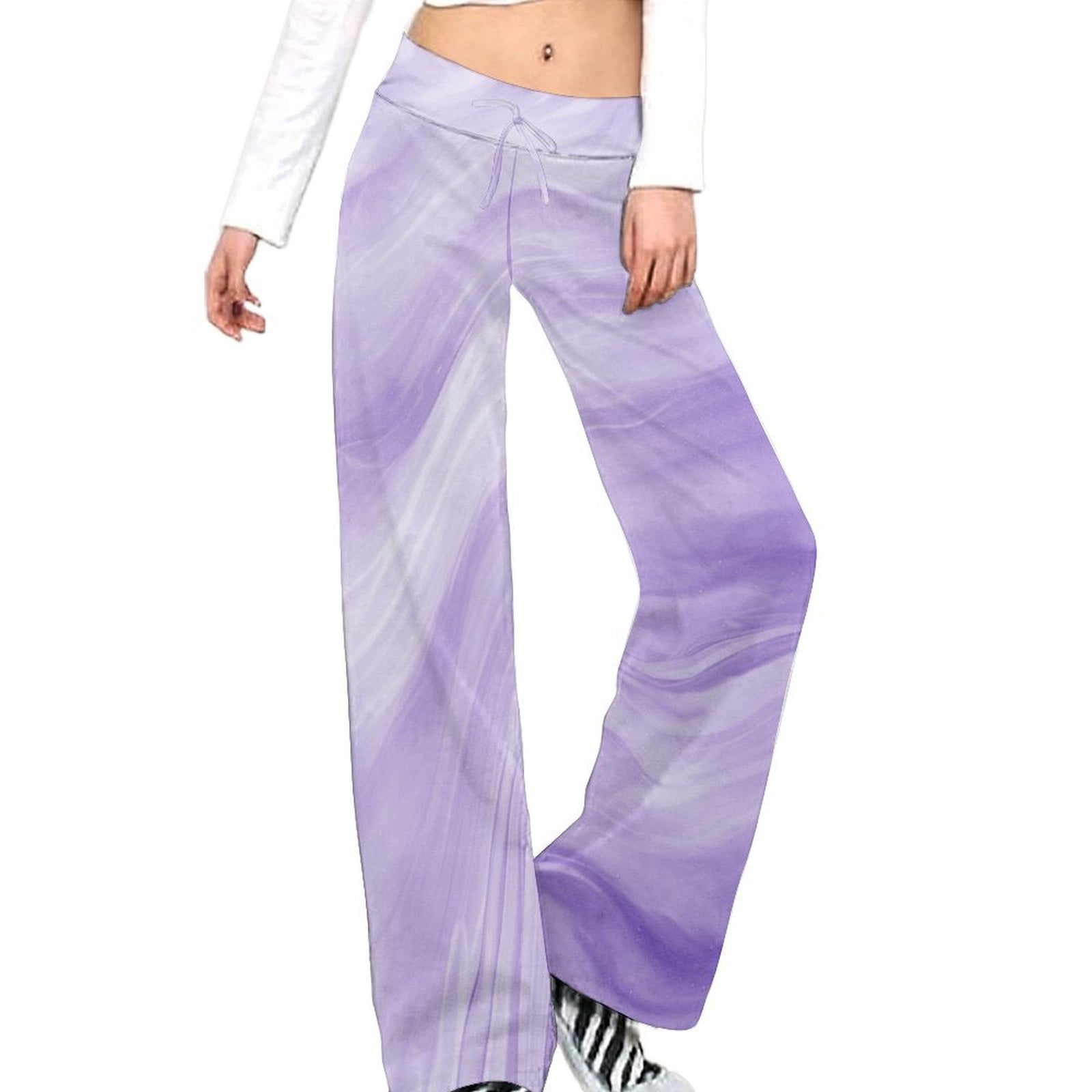 Purple Marble Summer Outfits Flowy Palazzo Pants for Women 2025 High ...