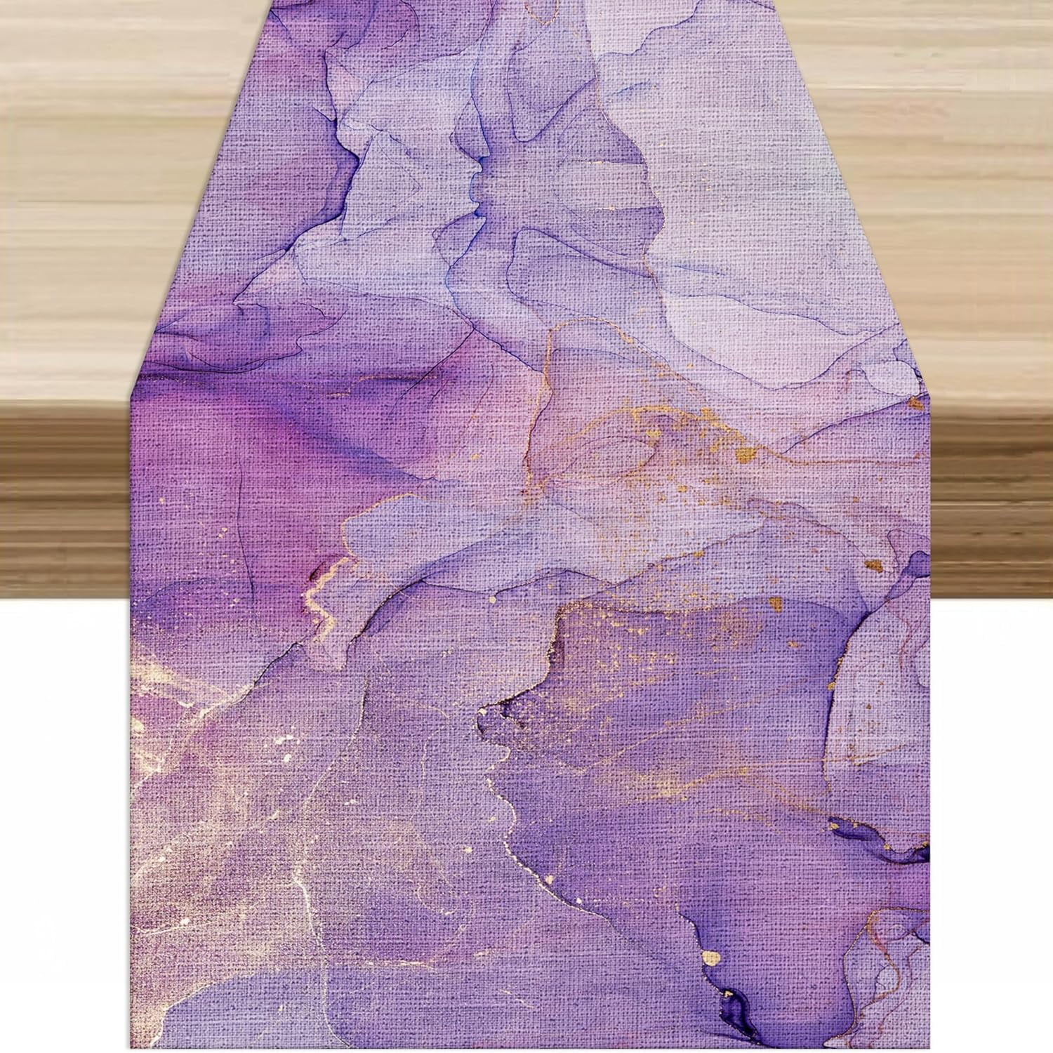 Purple Marble Table Runner,Dreamy Abstract Purple Gold Marble Cloud ...
