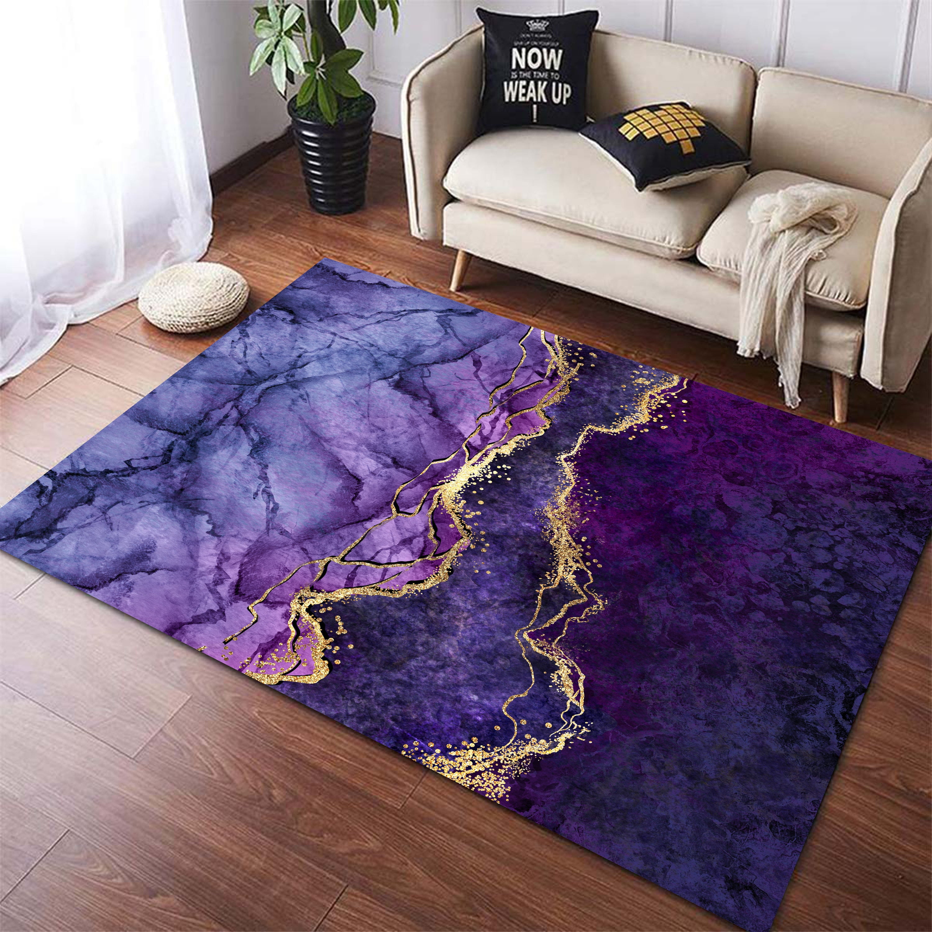 Purple Marble Texture Rug 4x6 ft = 120x180 cm Washable Rug - Walmart.com