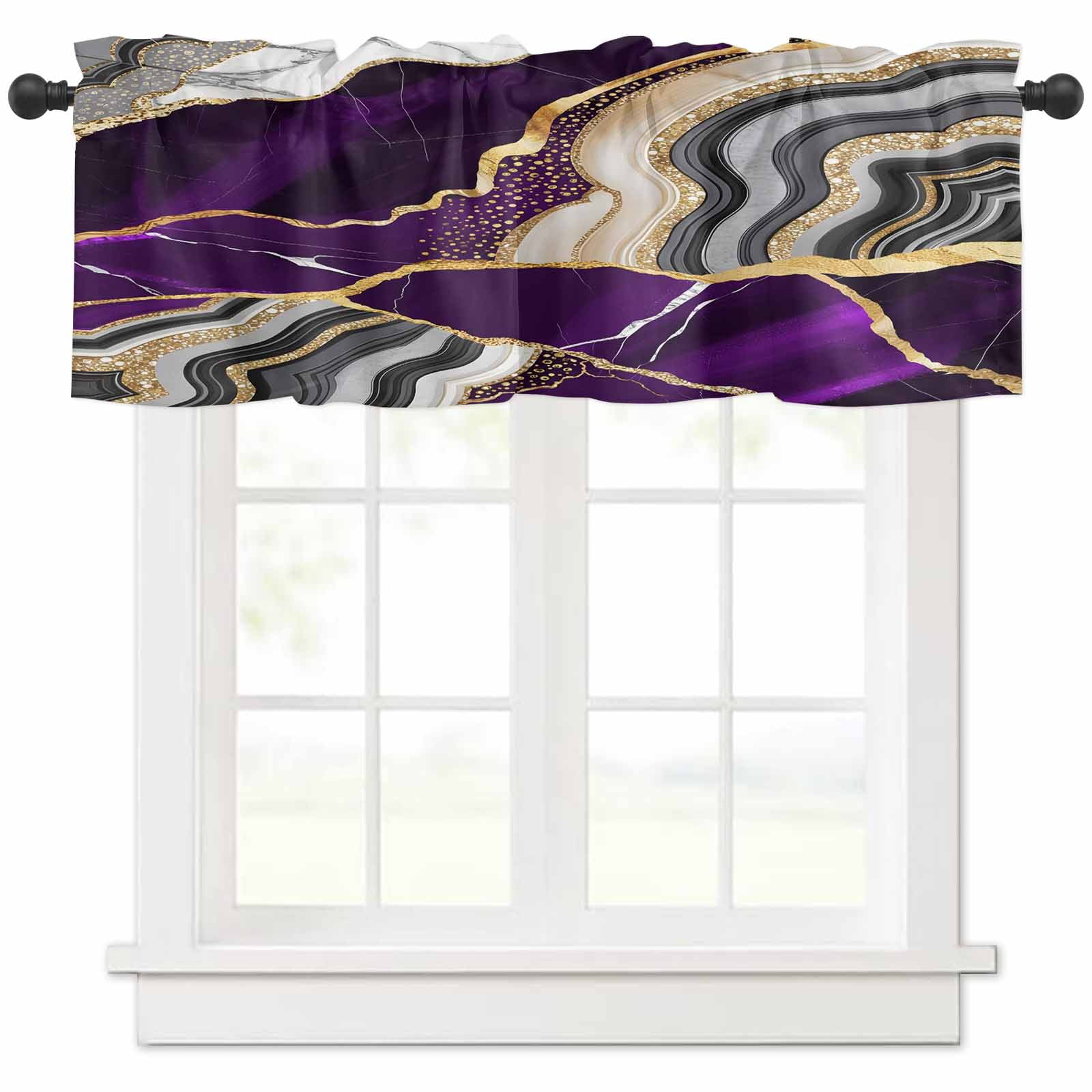 Purple Marble Valances for Windows Farmhouse Kitchen Curtains Valances ...