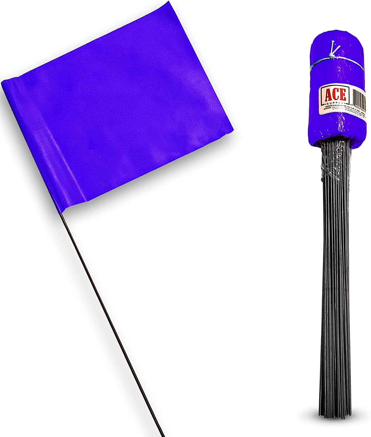 Purple Marking Flags 100 Pack - ACE Supply - 4x5-Inch Flag on 15-Inch Wire - Walmart.com