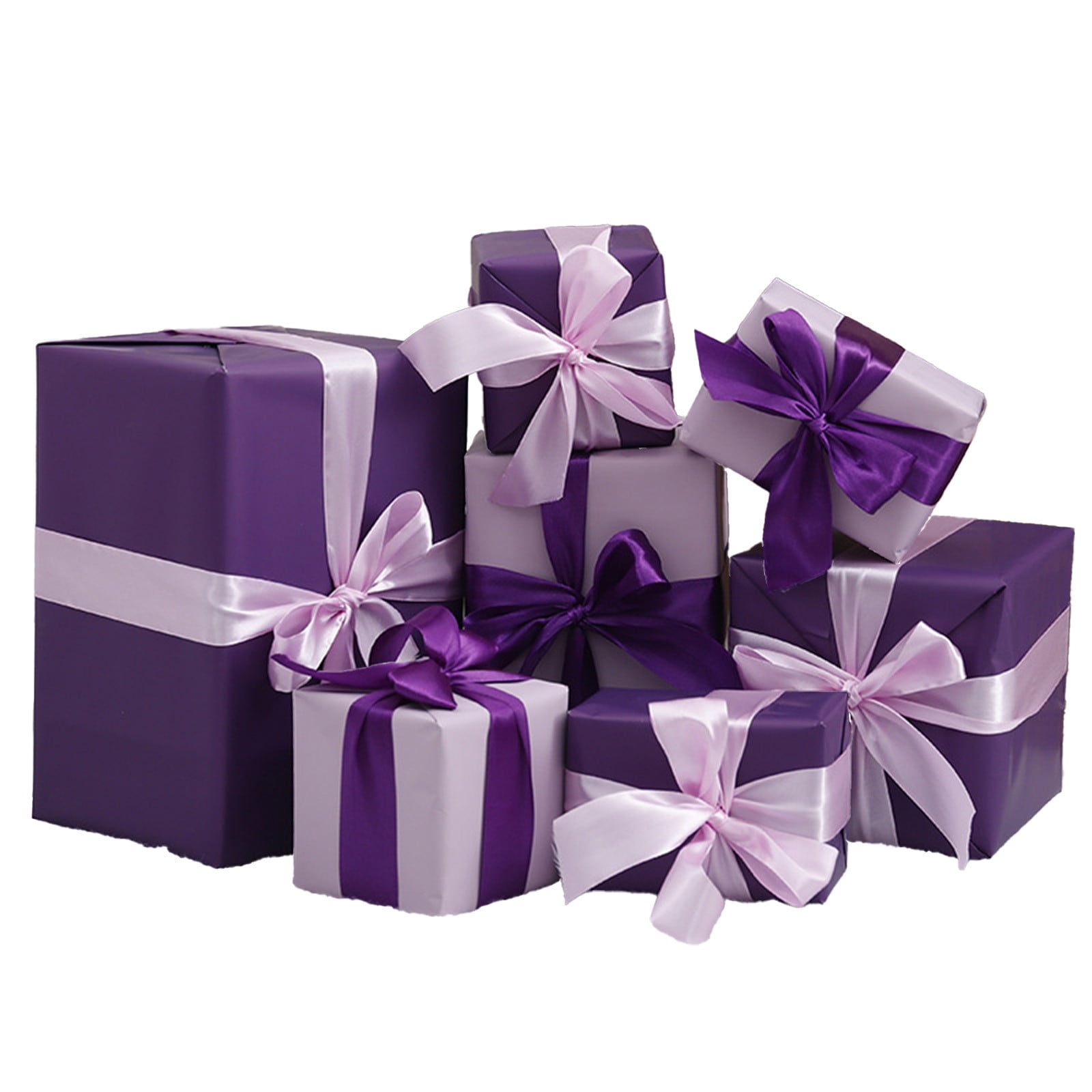 Purple Matte Christmas Gift Boxes Set Of 7 Purple Pink Paper ...