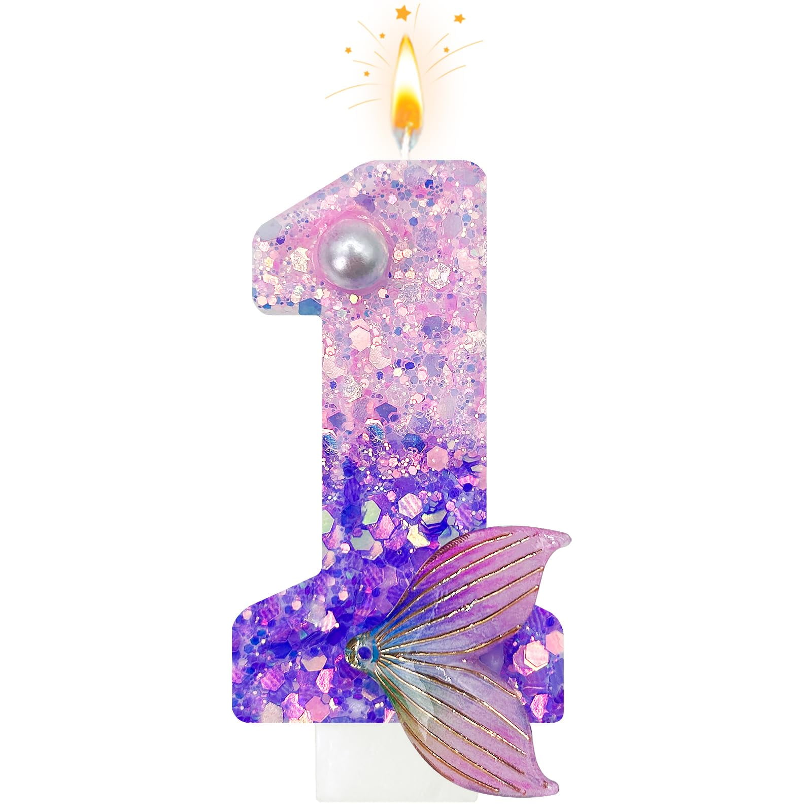 Purple Mermaid Number Birthday Candles - Mermaid Tail Birthday Candles ...