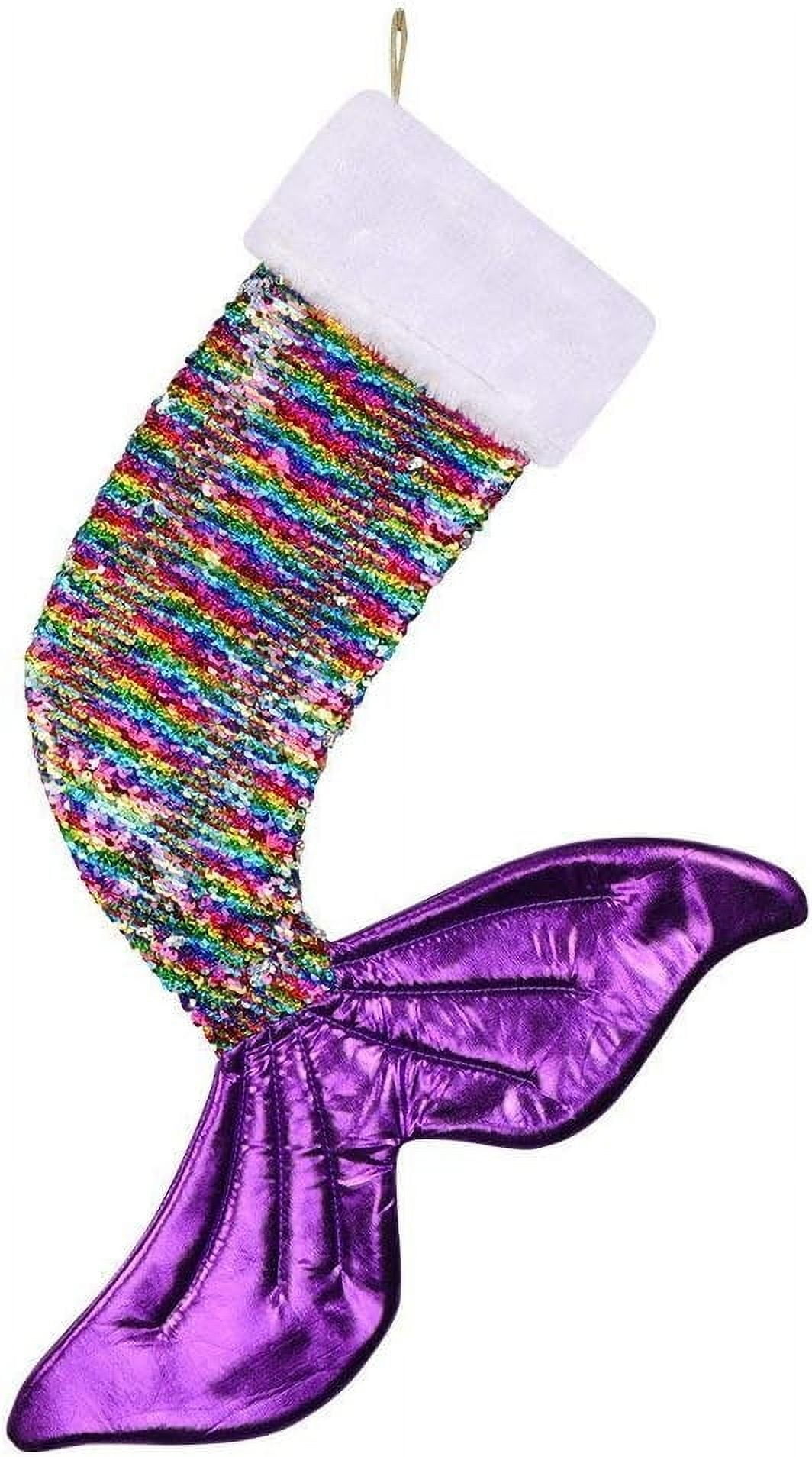 Purple Mermaid Tail Christmas Stocking, Magic Reversible Sequins ...
