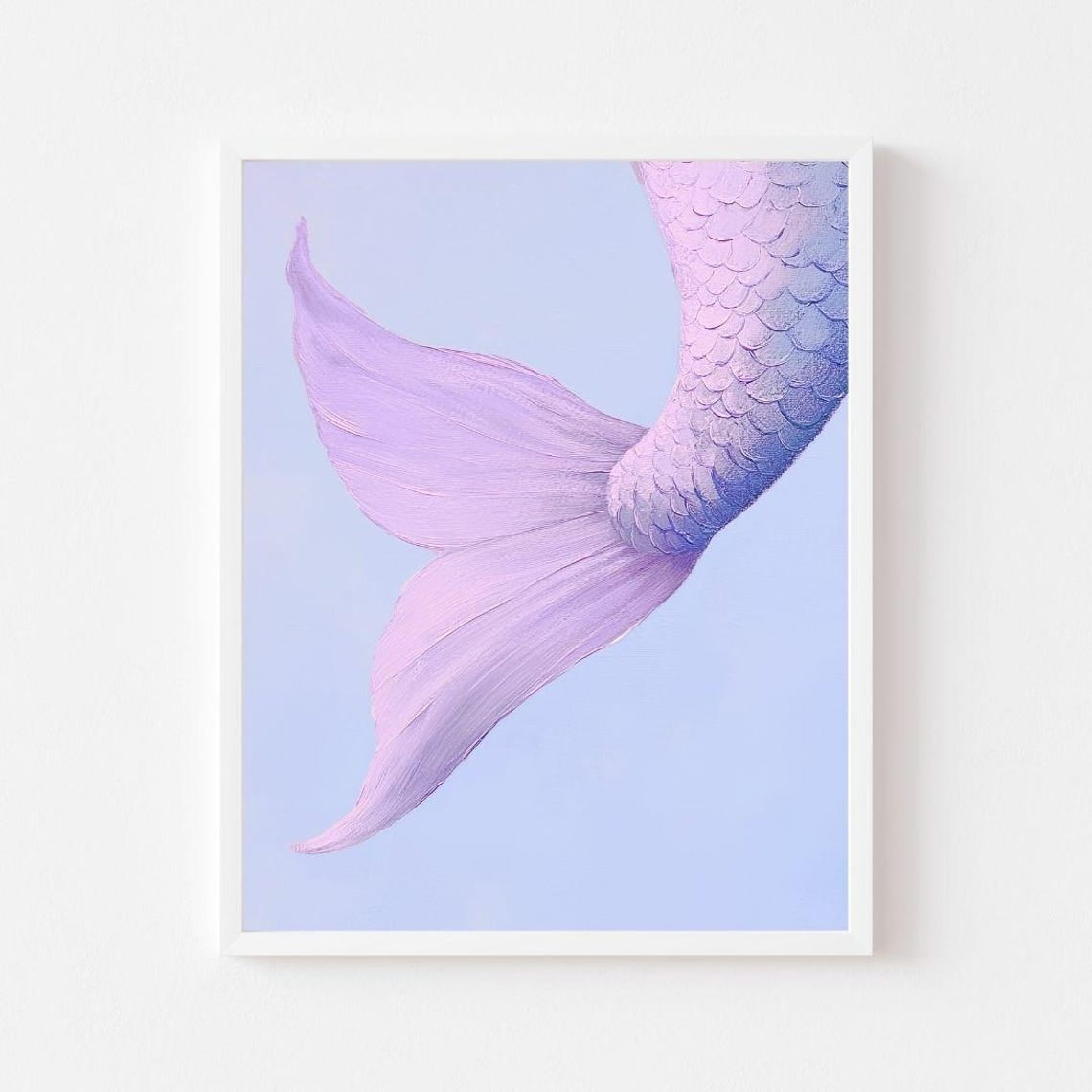 Purple Mermaid Tail Wall Art Print Pastel Coastal Girl'S Room Painting ...