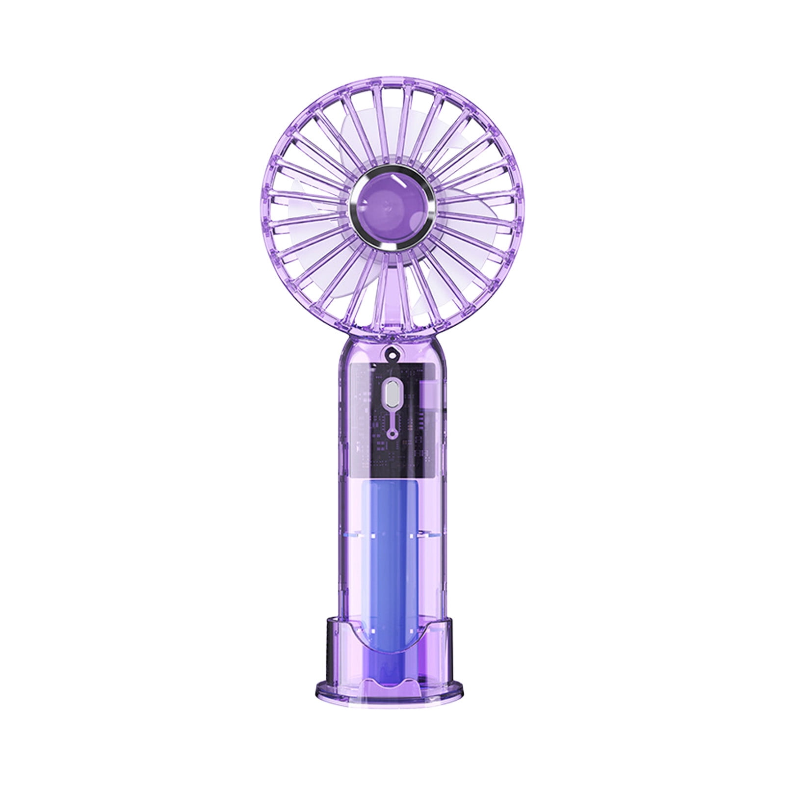 Purple Mini Handheld Fan Transparent Portable Usb Rechargeable 3 Speed ...