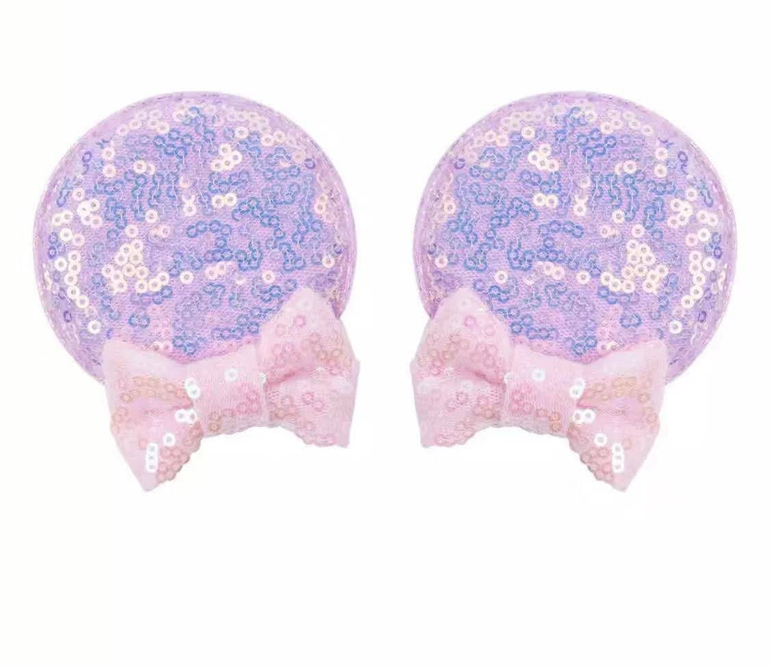Purple Minnie Ears Hair Clip, Minnie Ear Clips, Mickey Ears Hair Clip ...
