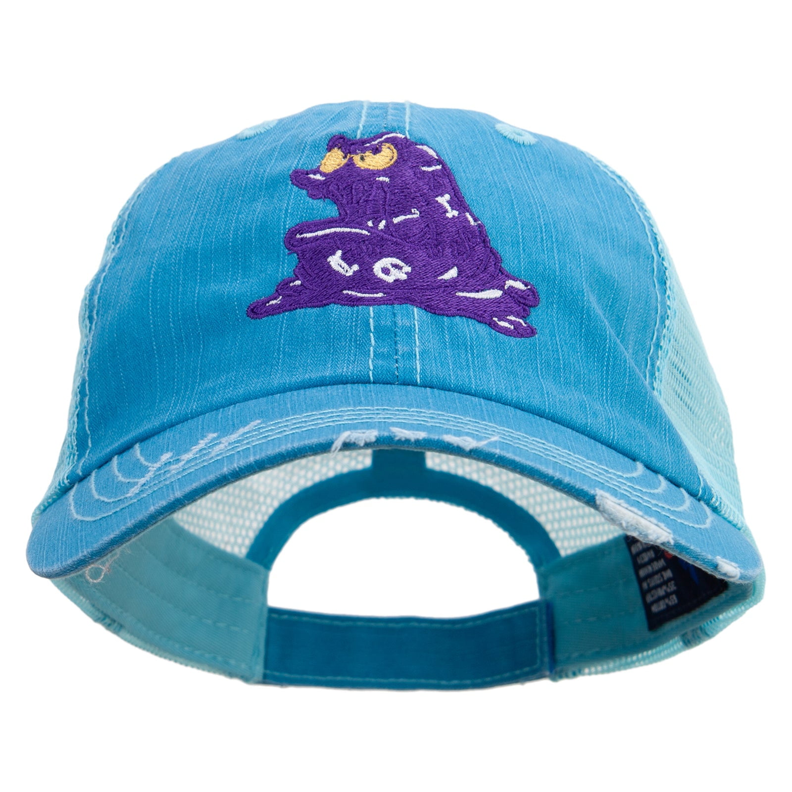Purple Monster Embroidered Low Profile Special Cotton Mesh Cap - Aqua ...