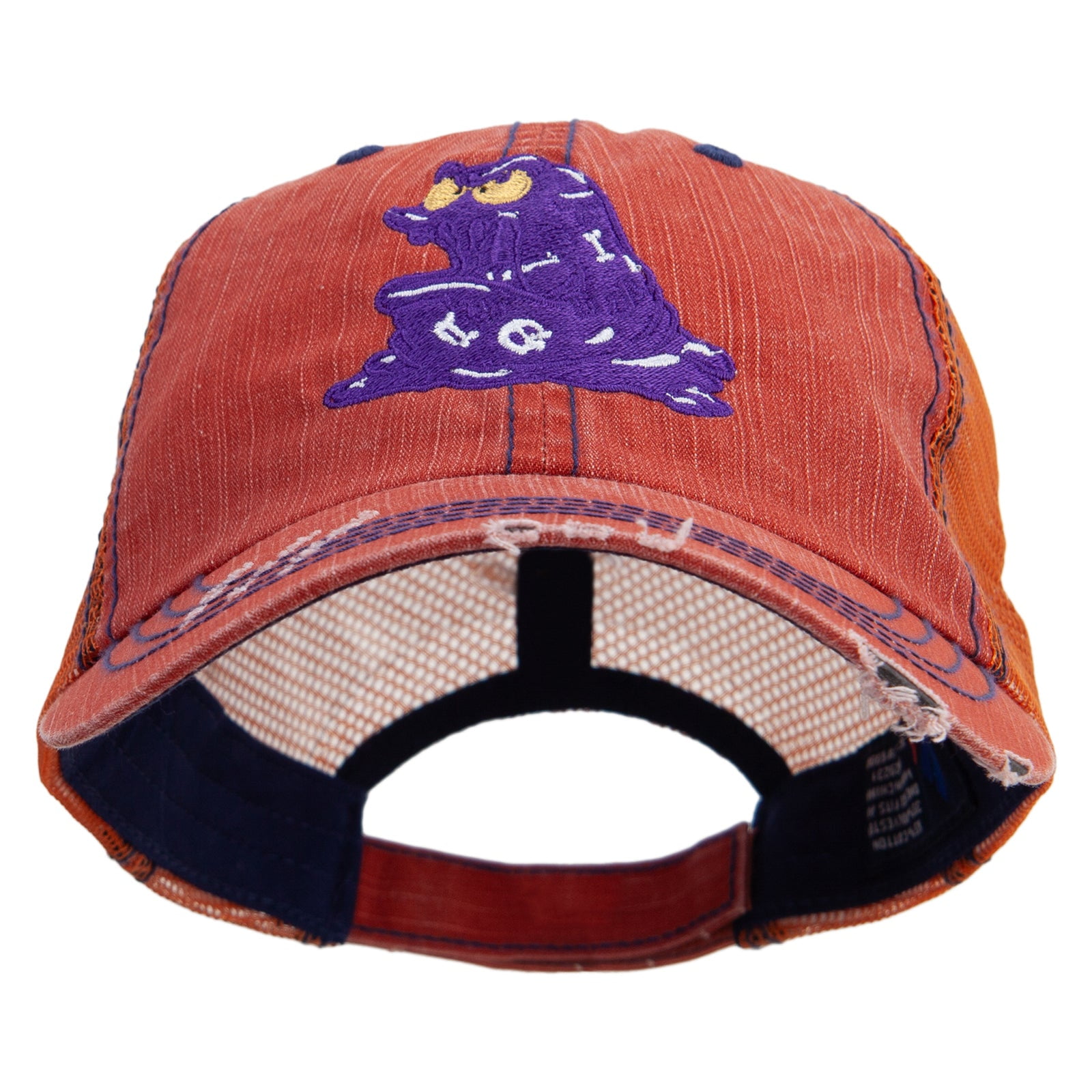 Purple Monster Embroidered Low Profile Special Cotton Mesh Cap - Orange ...