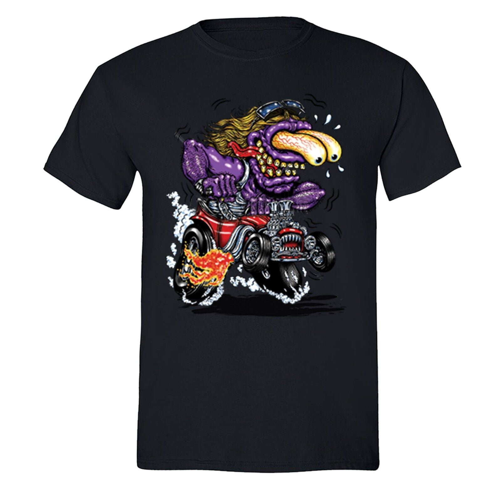 Purple Monster T-shirt Cartoon Hot Rod Muscle Car Flames Biker ...