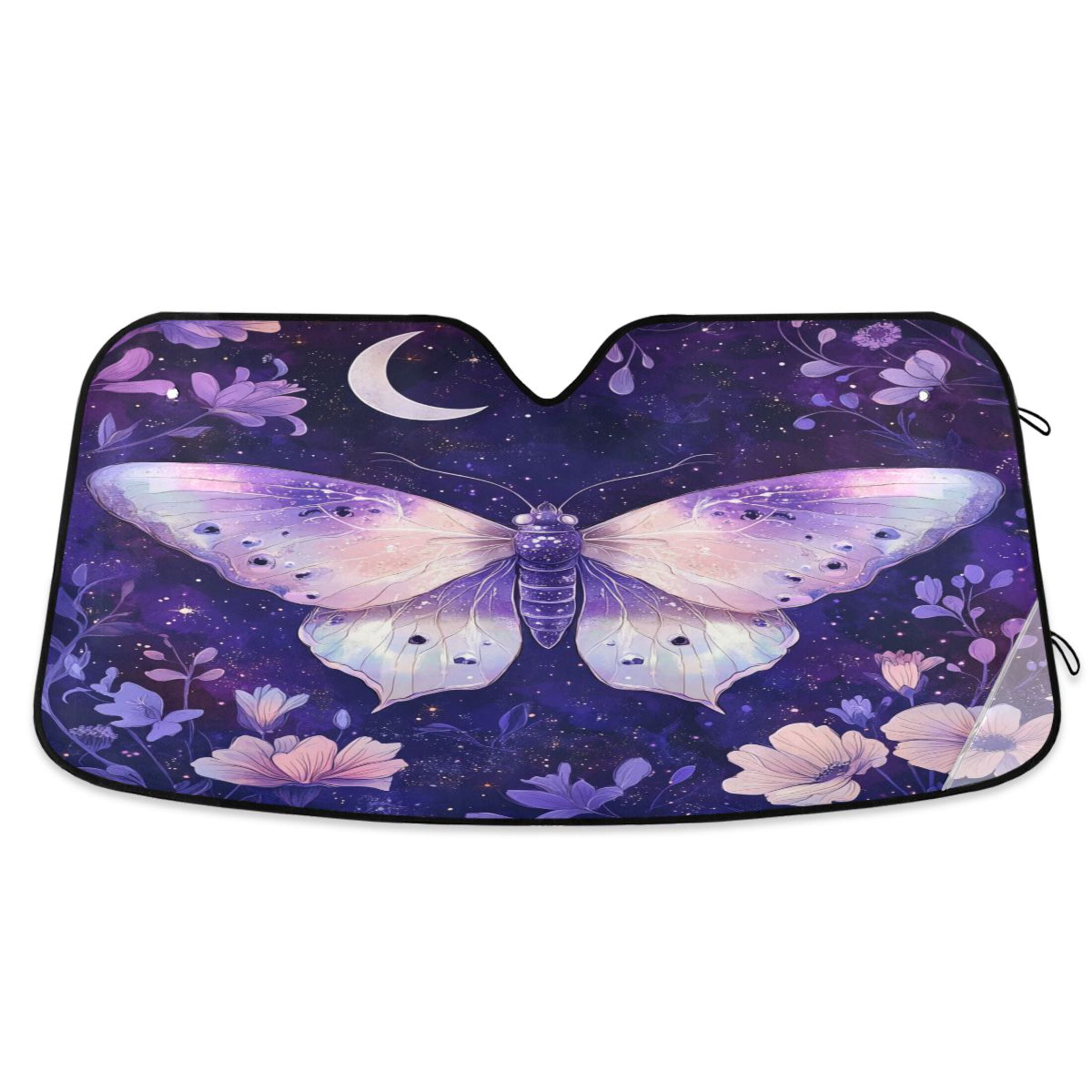 Purple Moon Flowers Insect Windshield Sun Shade Automobile Visor Accordion Folding Car ...