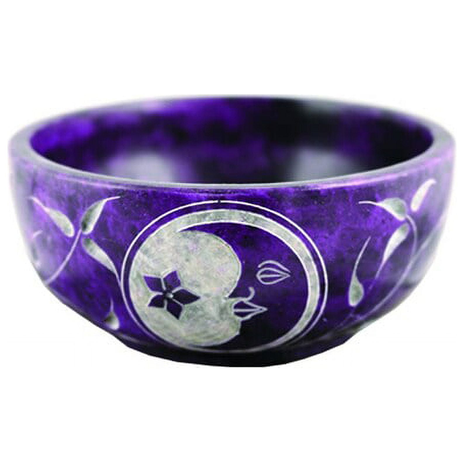 Purple Moon Hand Carved Stone Smudge Bowl | 4" inch | For Smudging ...