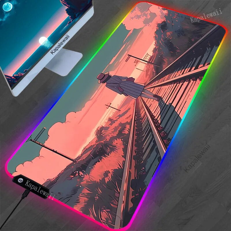 Purple Moon Mouse Pad Gaming RGB Mousepad Street Neon Large Speed Gamer ...