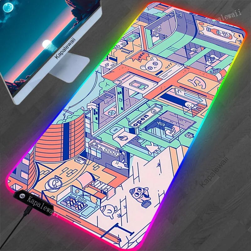 Purple Moon Mouse Pad Gaming RGB Mousepad Street Neon Large Speed Gamer ...