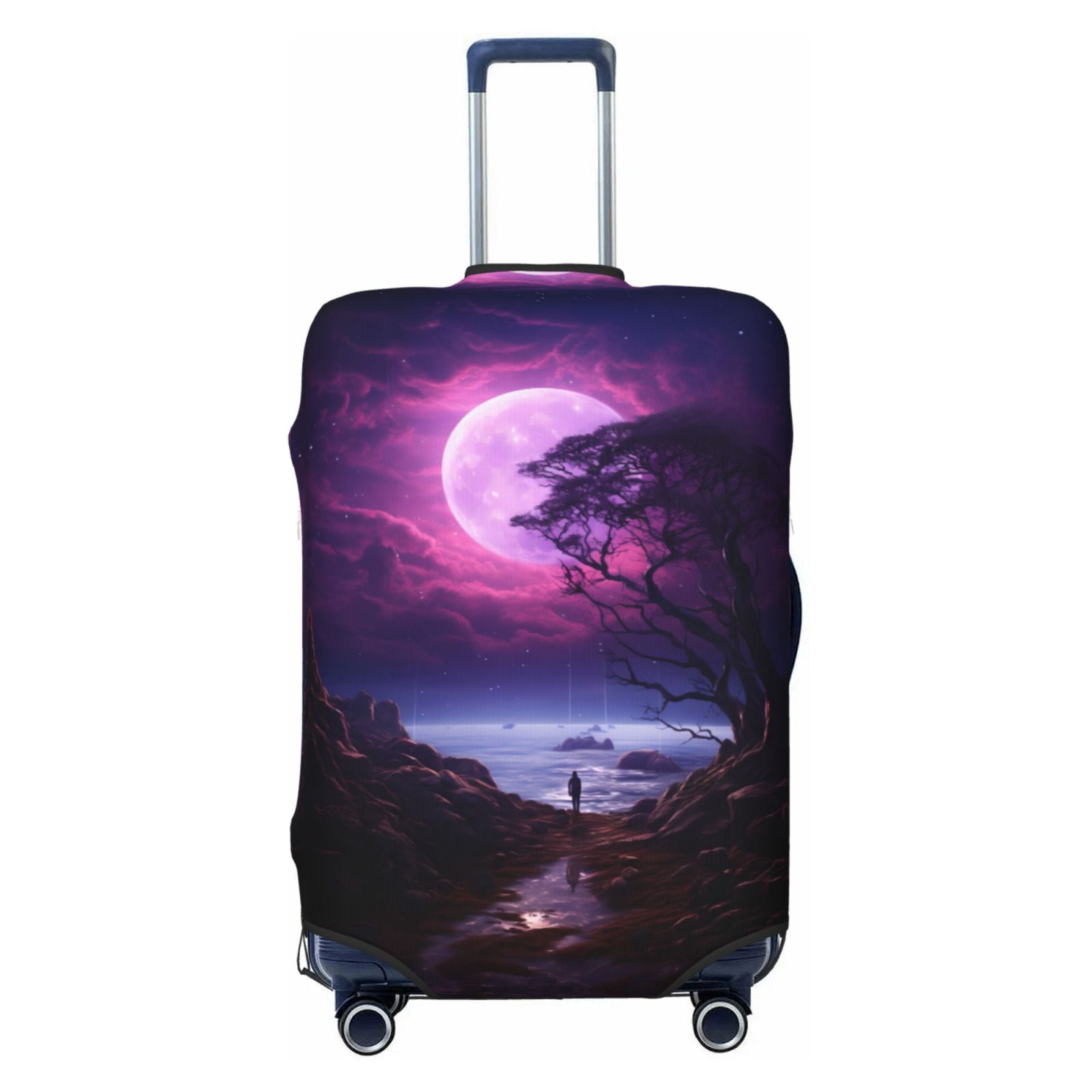 Purple Moon Tree Night Sky Luggage Cover Anti Scratch, Elastic Suitcase ...