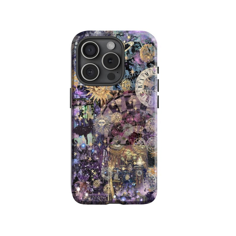 Purple Moon and Sun Starry Sky Phone Case Celestial Artwork with iPhone ...