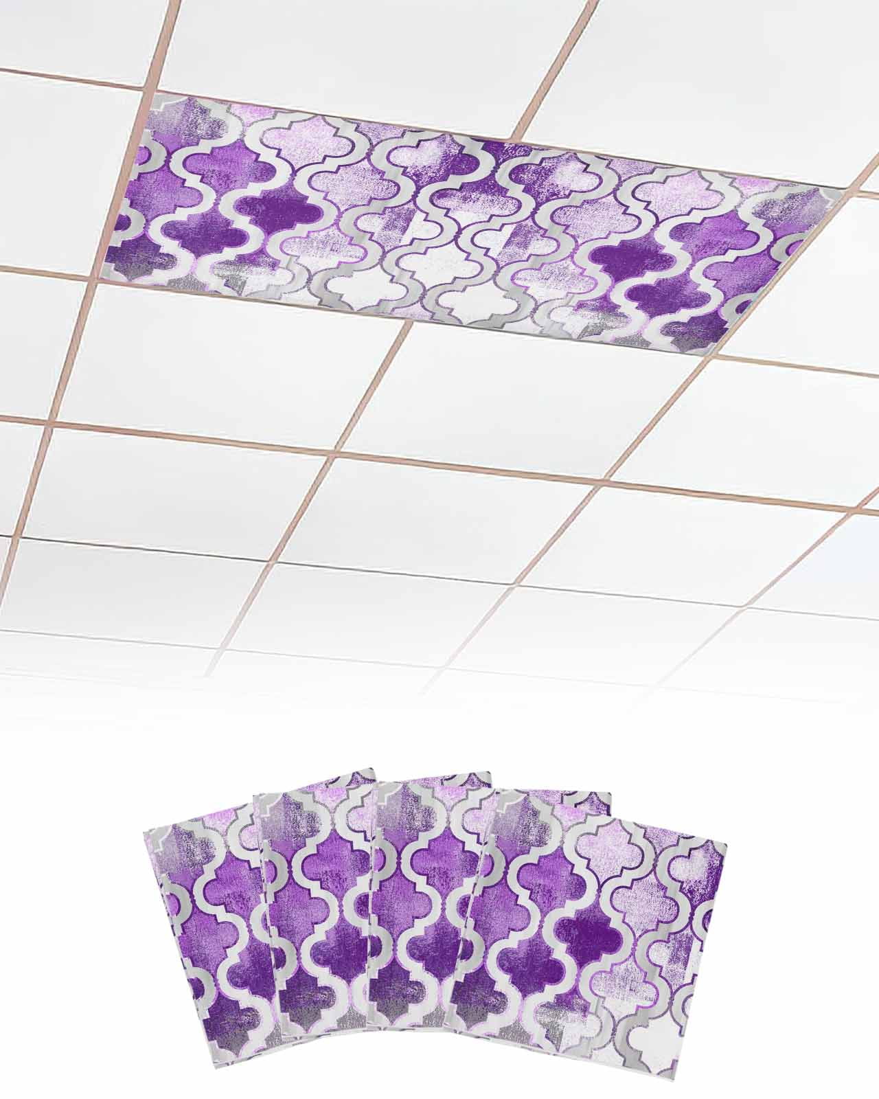 Purple Morocco Fluorescent Light Covers for Ceiling Lights 4x2 feet,4 ...