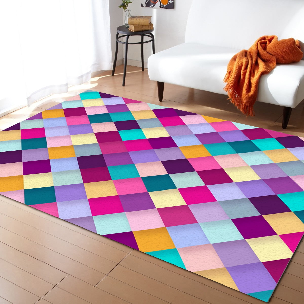 Purple Mosaic Brick Texture Material Living Room Floor Mat Children's ...