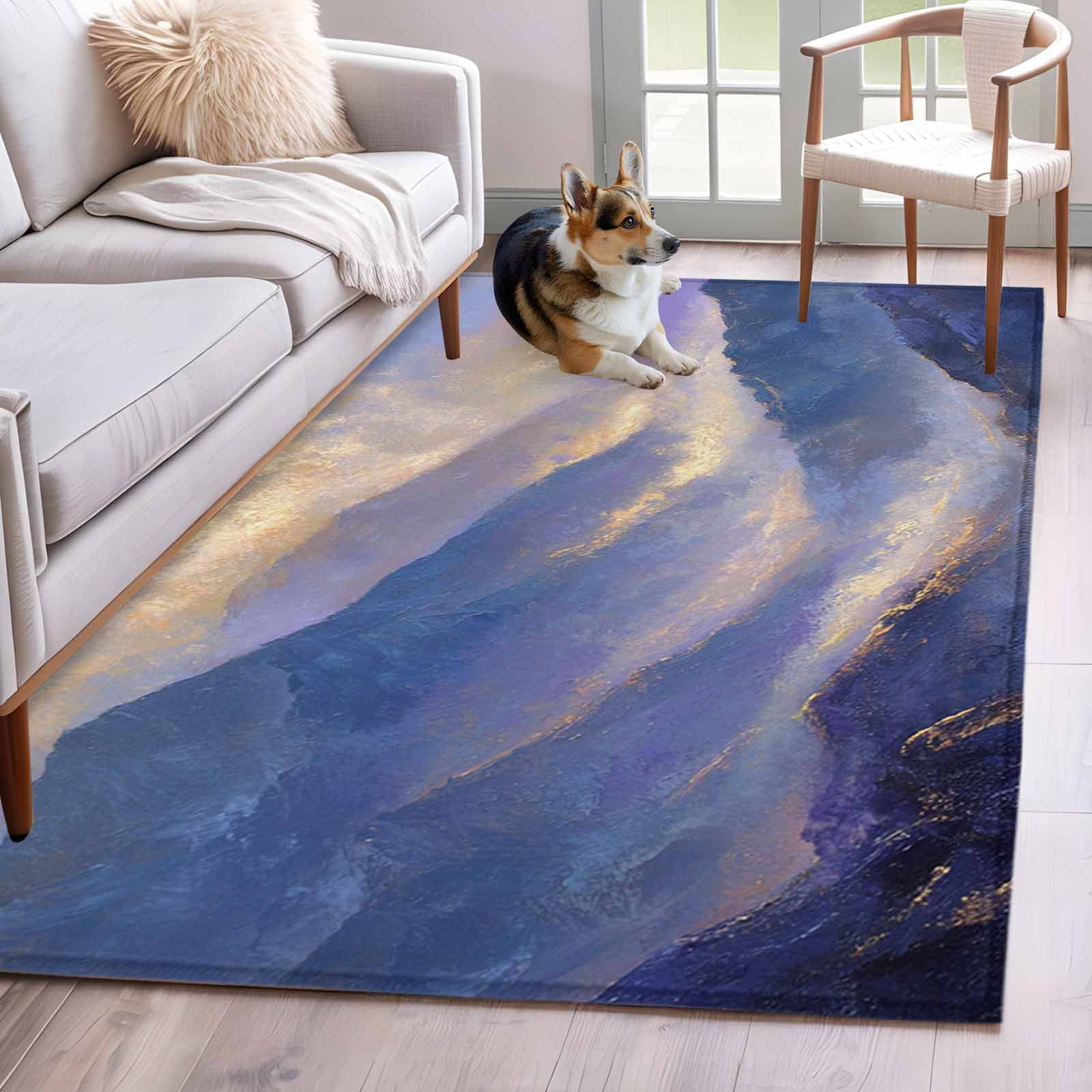 Purple Mountain Forest Area Rug 4x6 Washable Rug Non Slip Modern ...
