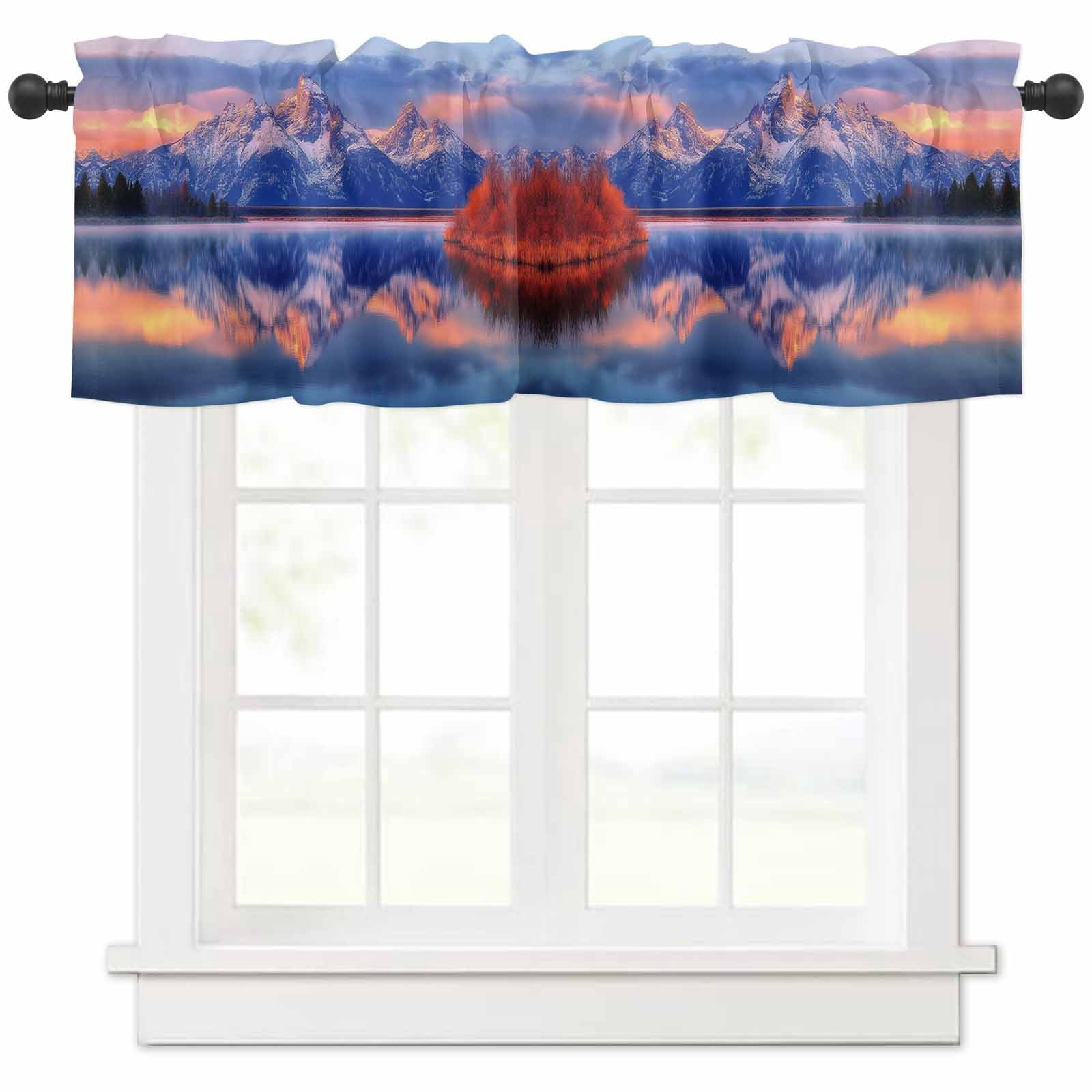 Purple Mountain Valances for Windows Farmhouse Kitchen Curtains ...