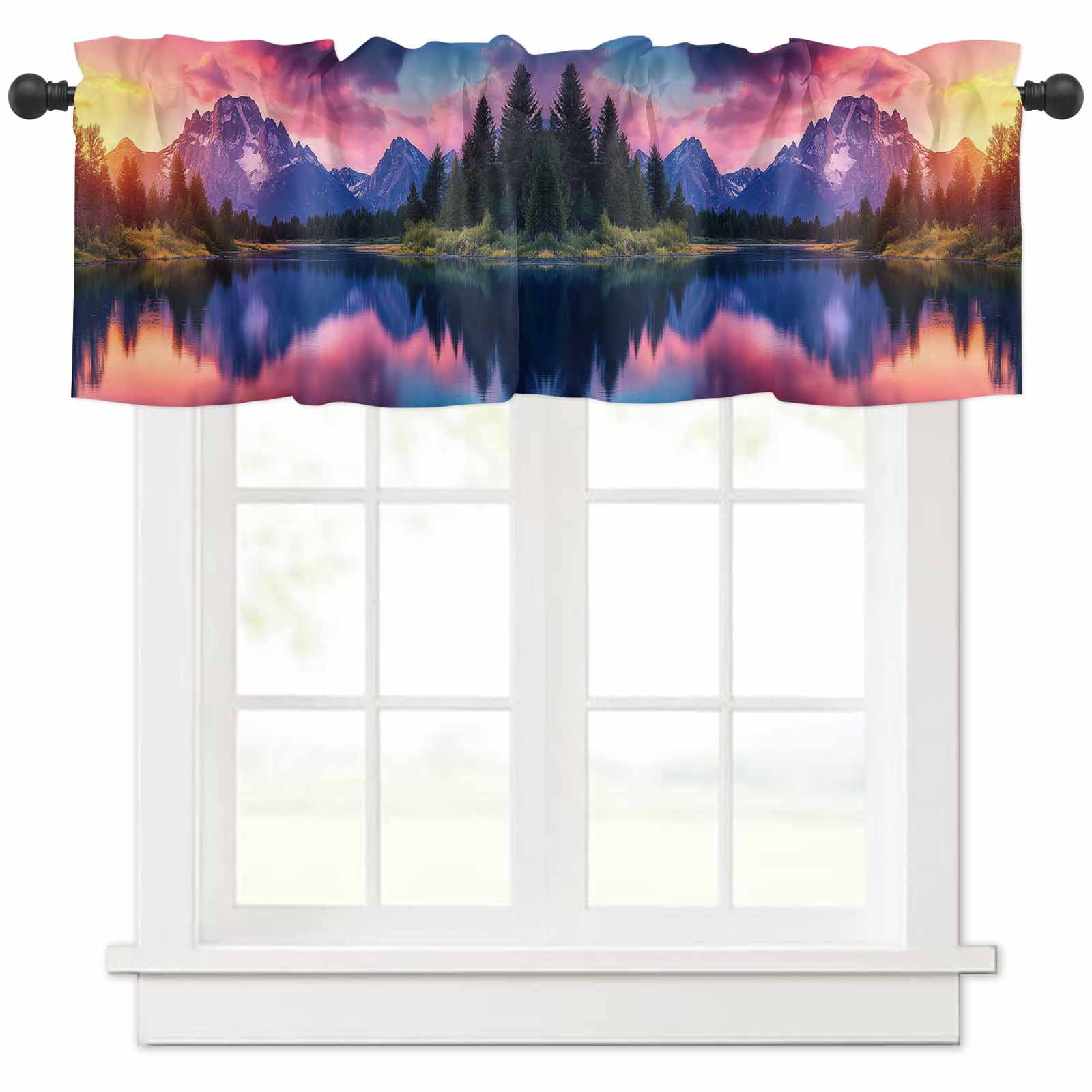 Purple Mountain Valances for Windows Farmhouse Kitchen Curtains ...