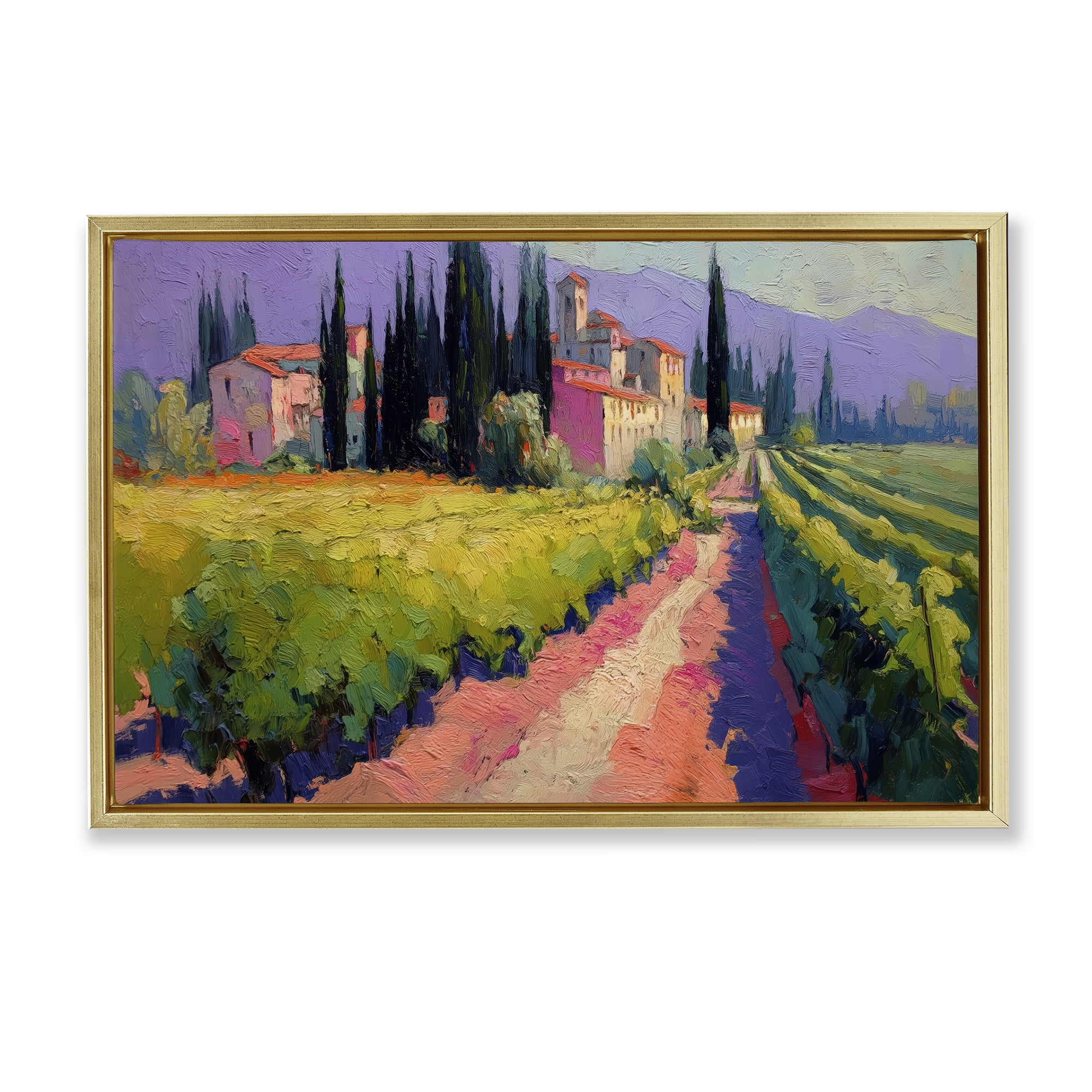 Purple Mountains Village Gold Framed Floater Canvas Wall Art, design by ...