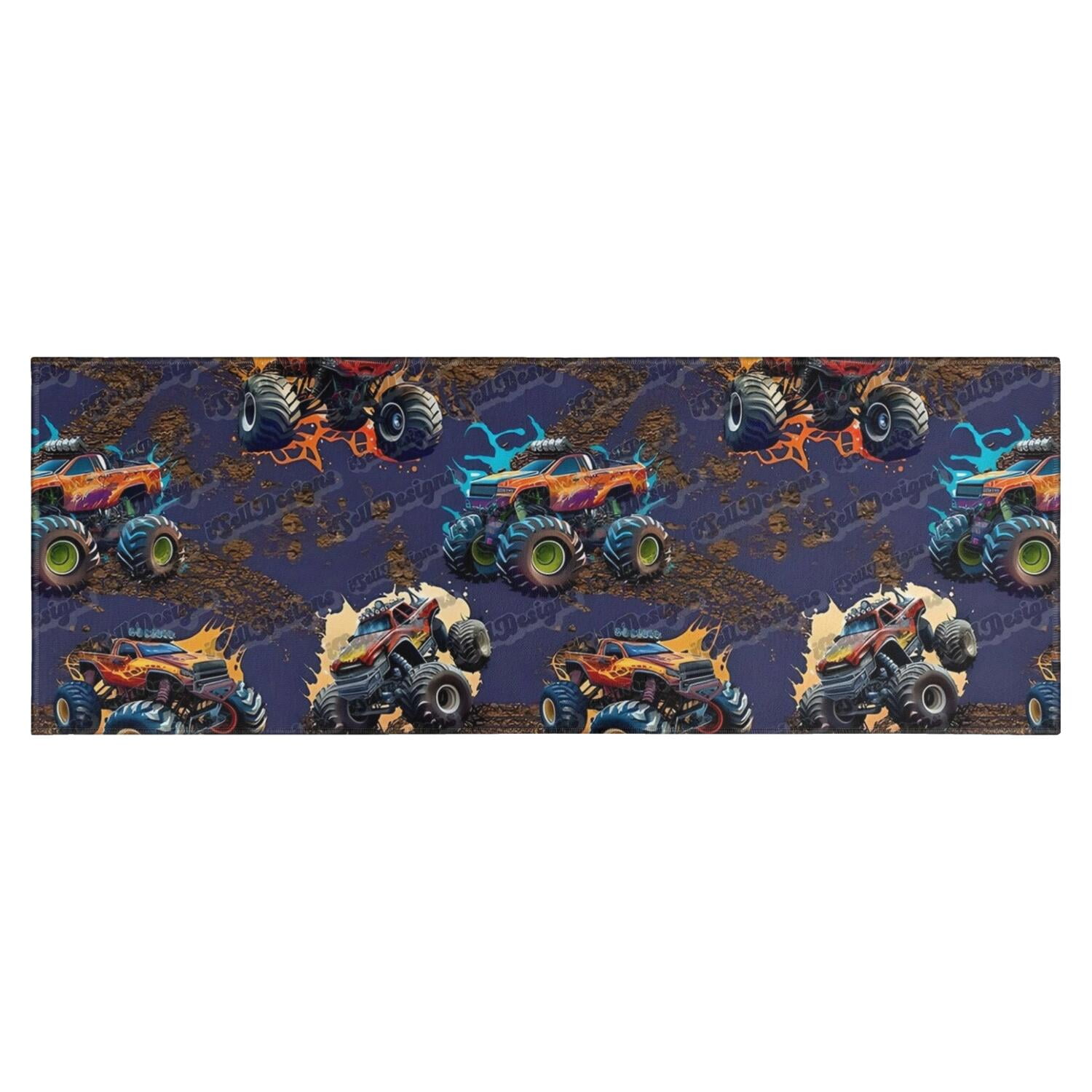 Purple Mud Monster Cartoon Trucks Pattern Kitchen Rug Mat,Kitchen ...