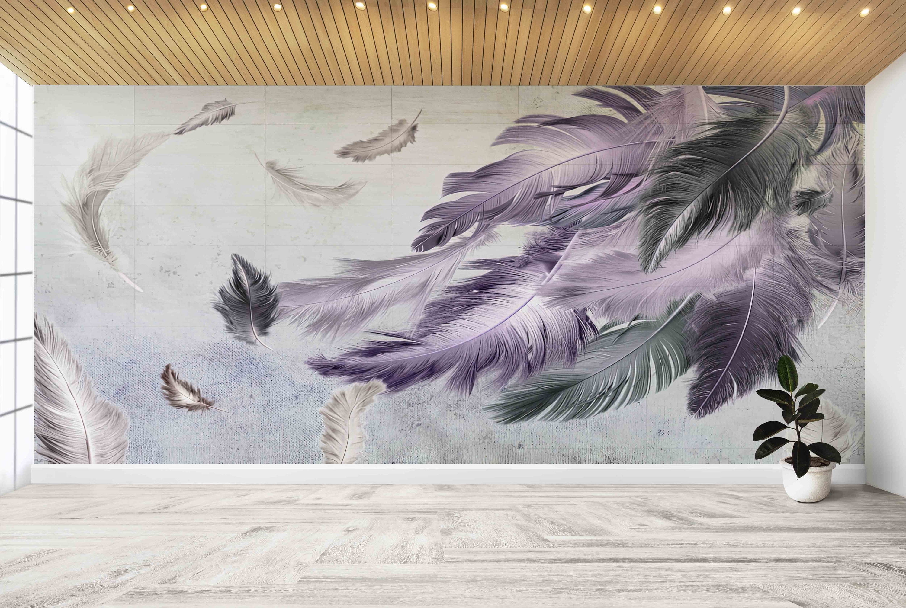 Purple Mural, Paper Wall Art Custom Wallpaper, Modern Wallpaper, Purple ...