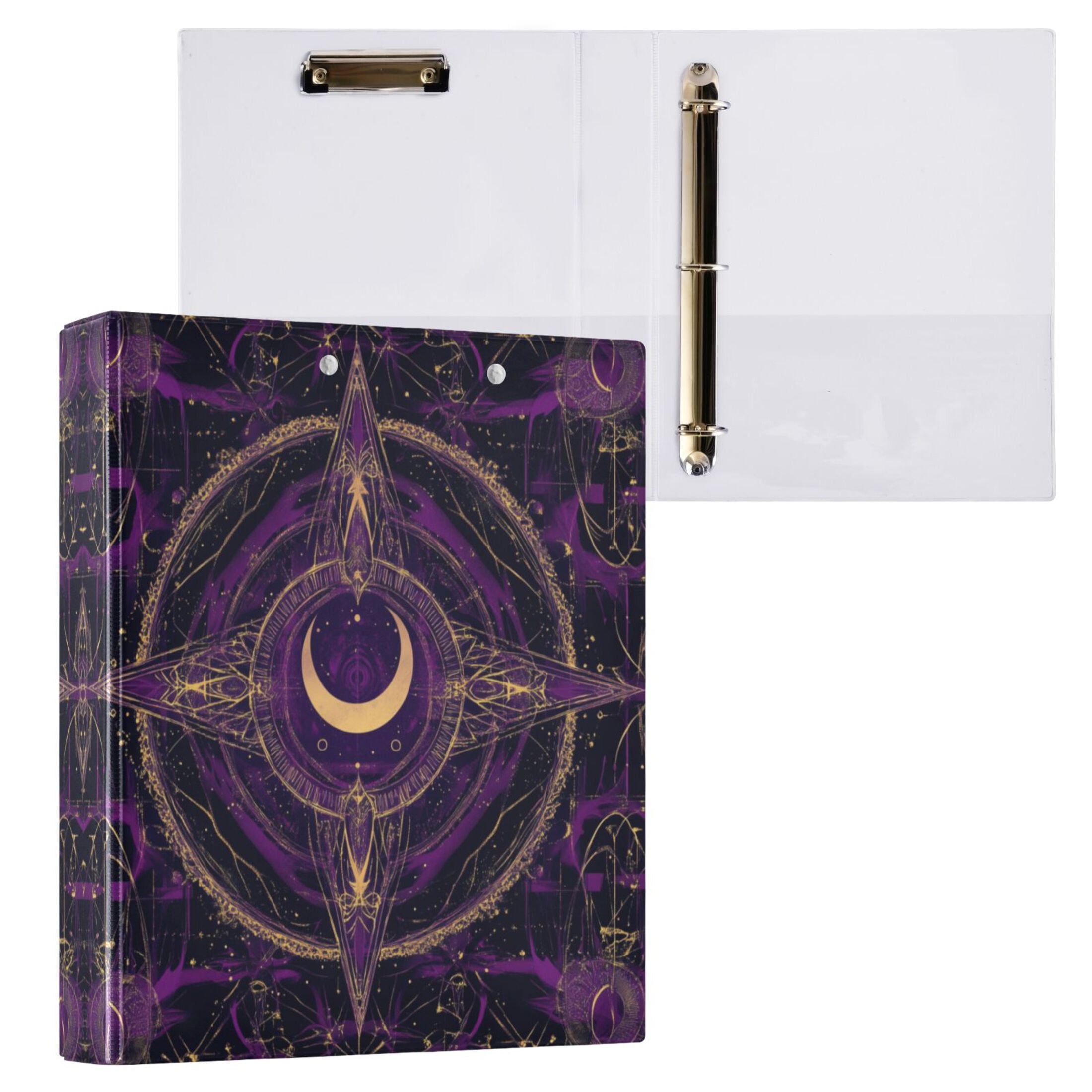 Purple Mystical Pattern 3 Ring Hardcover Binders 1.5in Round Rings for ...