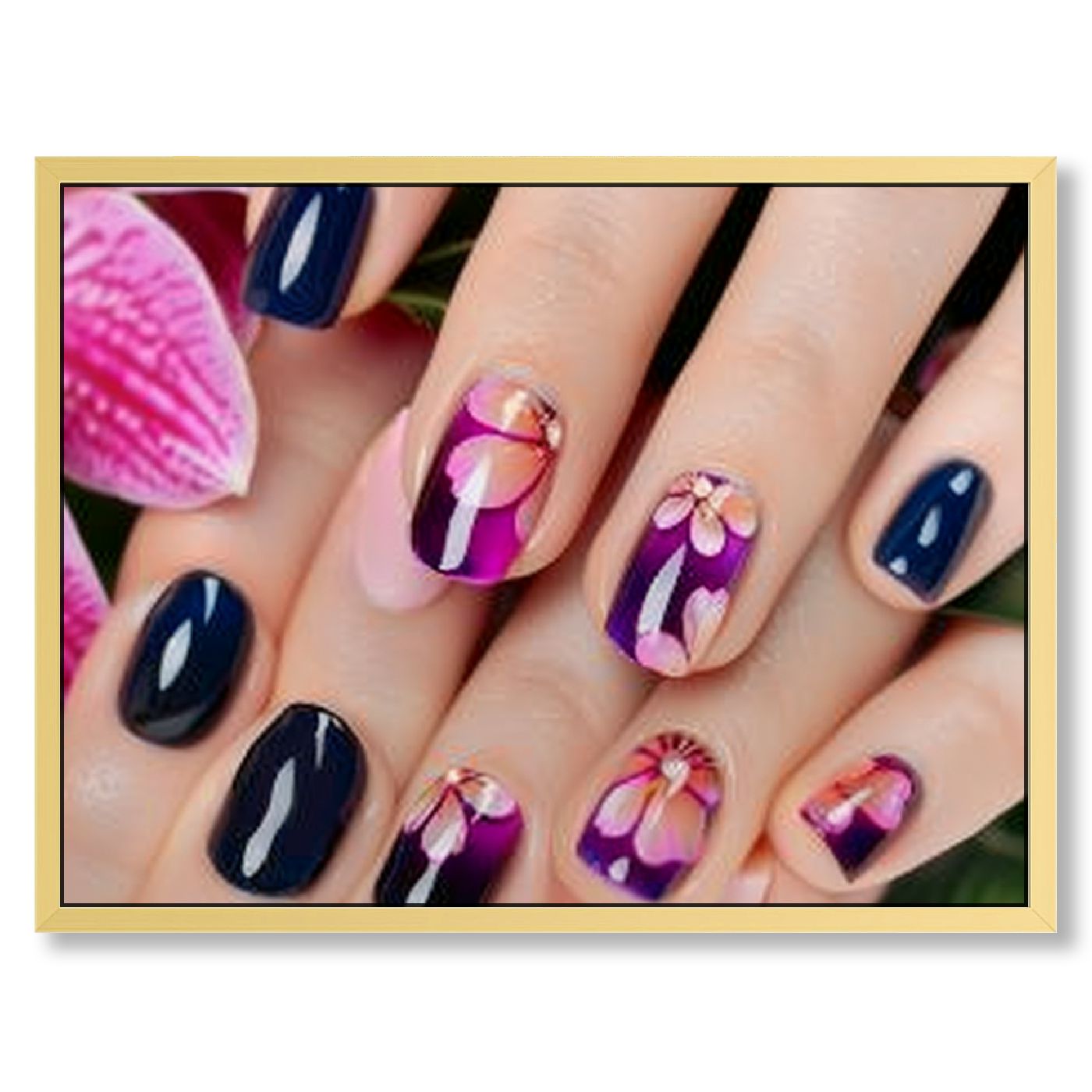 Purple Nail Art Orchid Spa Picture Beauty Nail Salon Poster Wall Art ...