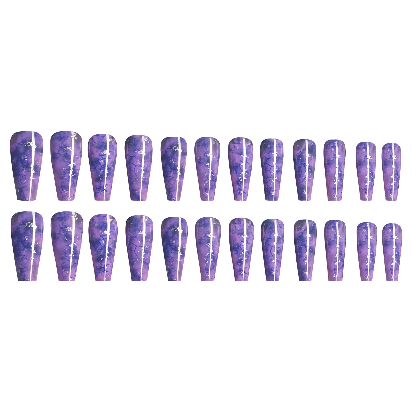 Purple Nails 24 Pieces Nails Nail Set Including Nail Glue Acrylic Nail Extension False Nail Tips