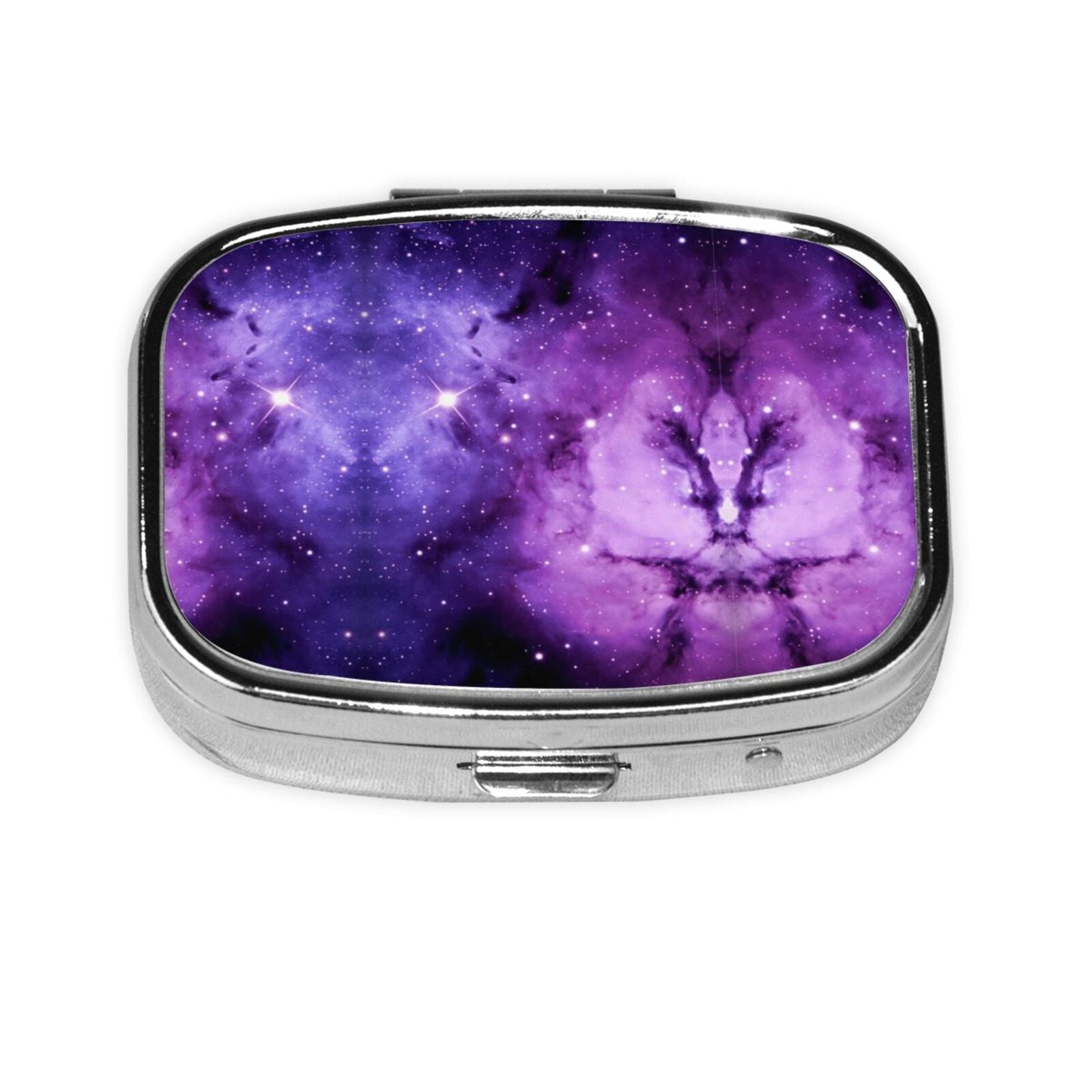 Purple Nebula Space Galaxy Pill Case Pill Box 2 Compartment Medicine ...