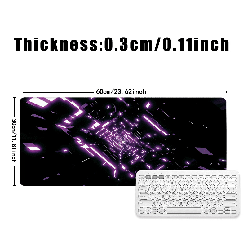 Purple Neon Cyber Tunnel Mouse Pad 31.5 x 11.82 Inches Rubber Desk ...